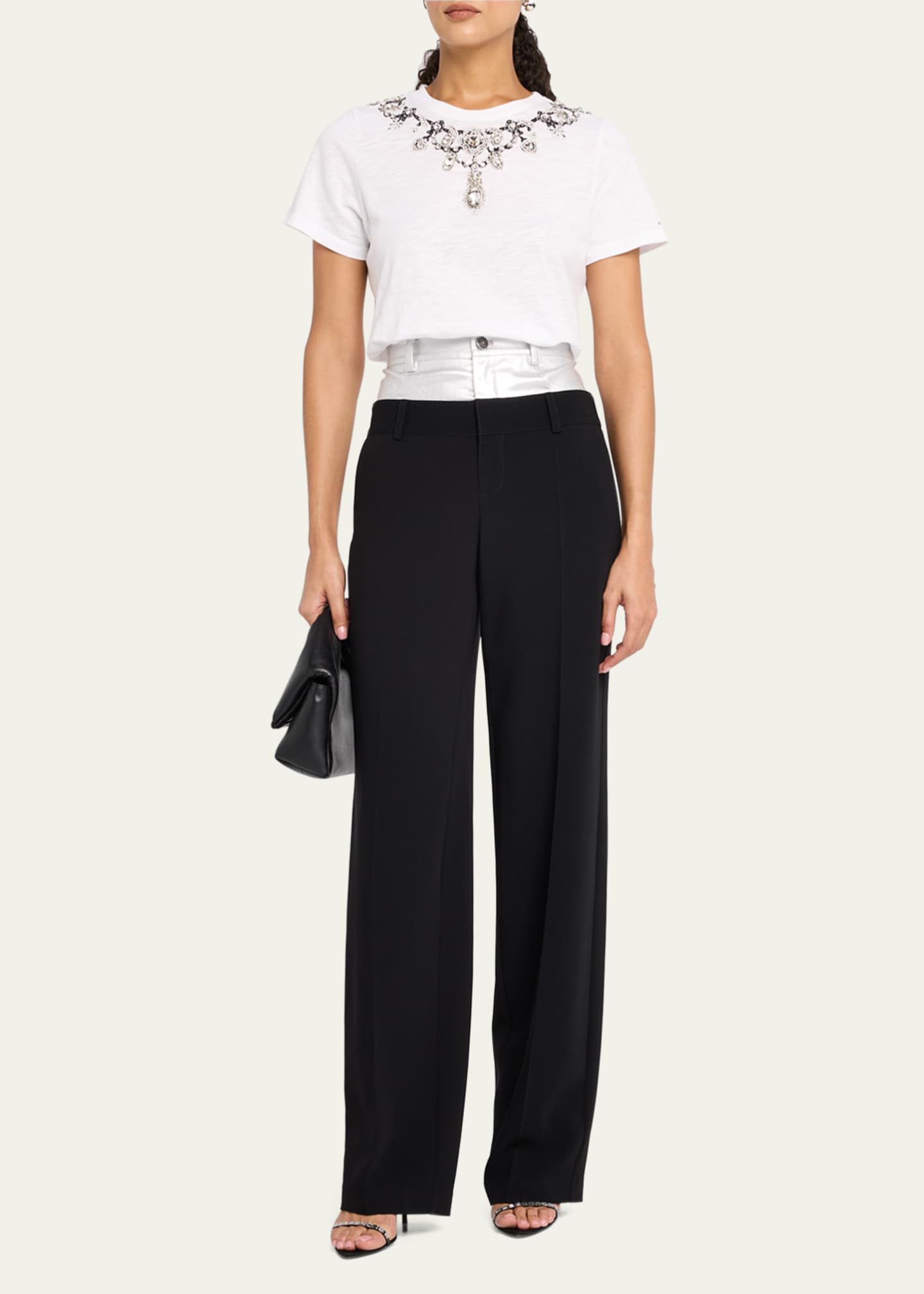Cinq a Sept Crewneck Jewelry Appliqué Tee - Bergdorf Goodman