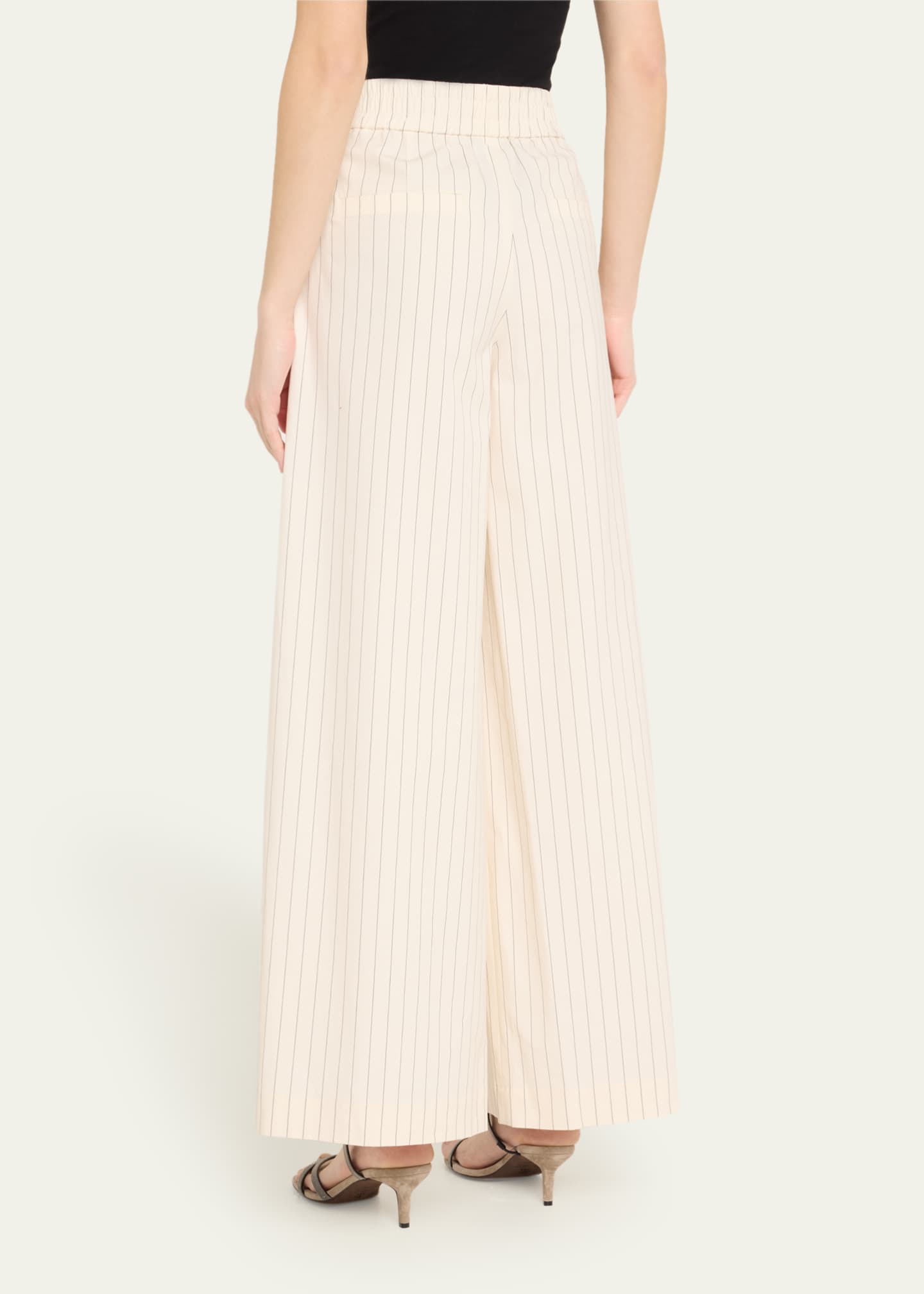 Brunello Cucinelli Pinstripe Wide Leg Poplin Pants - Bergdorf Goodman
