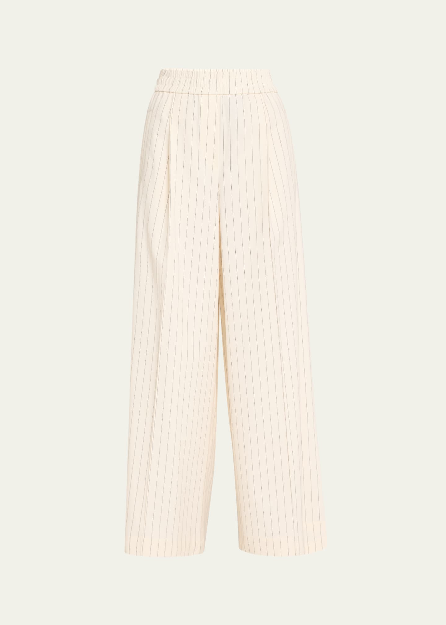 Brunello Cucinelli Pinstripe Wide Leg Poplin Pants - Bergdorf Goodman