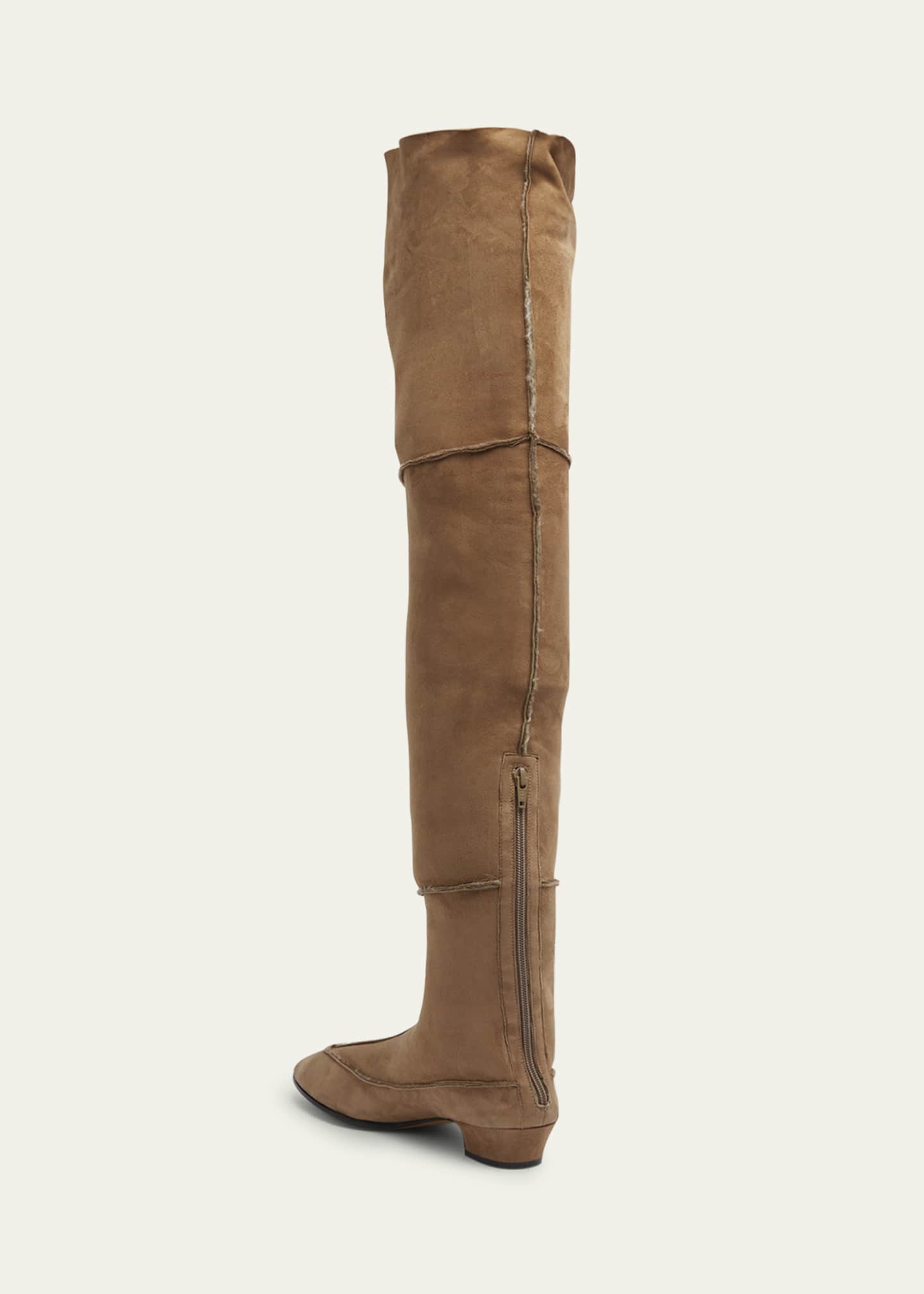 THE ROW Awar Suede Shearling Over-The-Knee Boots - Bergdorf Goodman