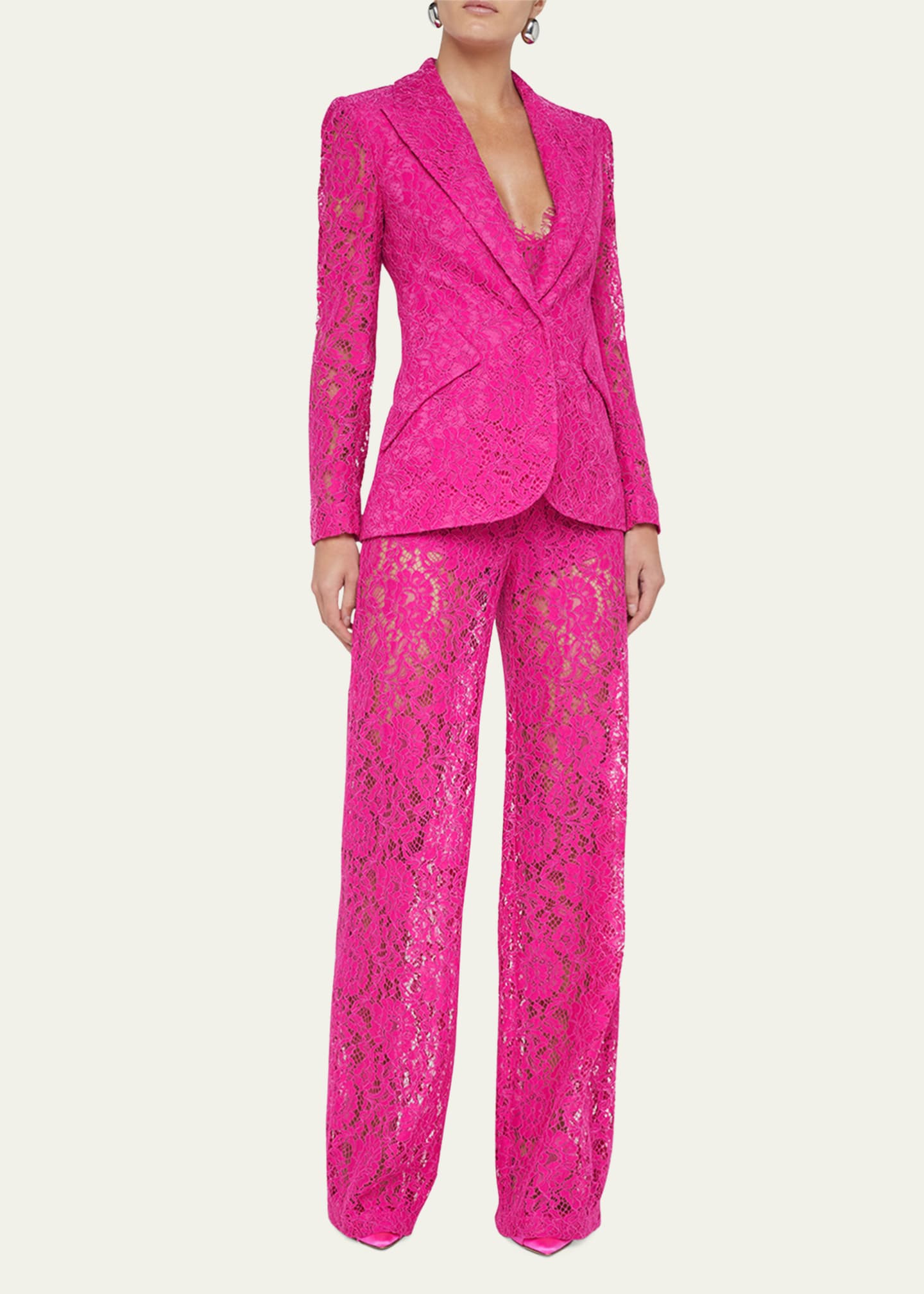 L'Agence Livvy Floral Lace Straight-Leg Trousers - Bergdorf Goodman