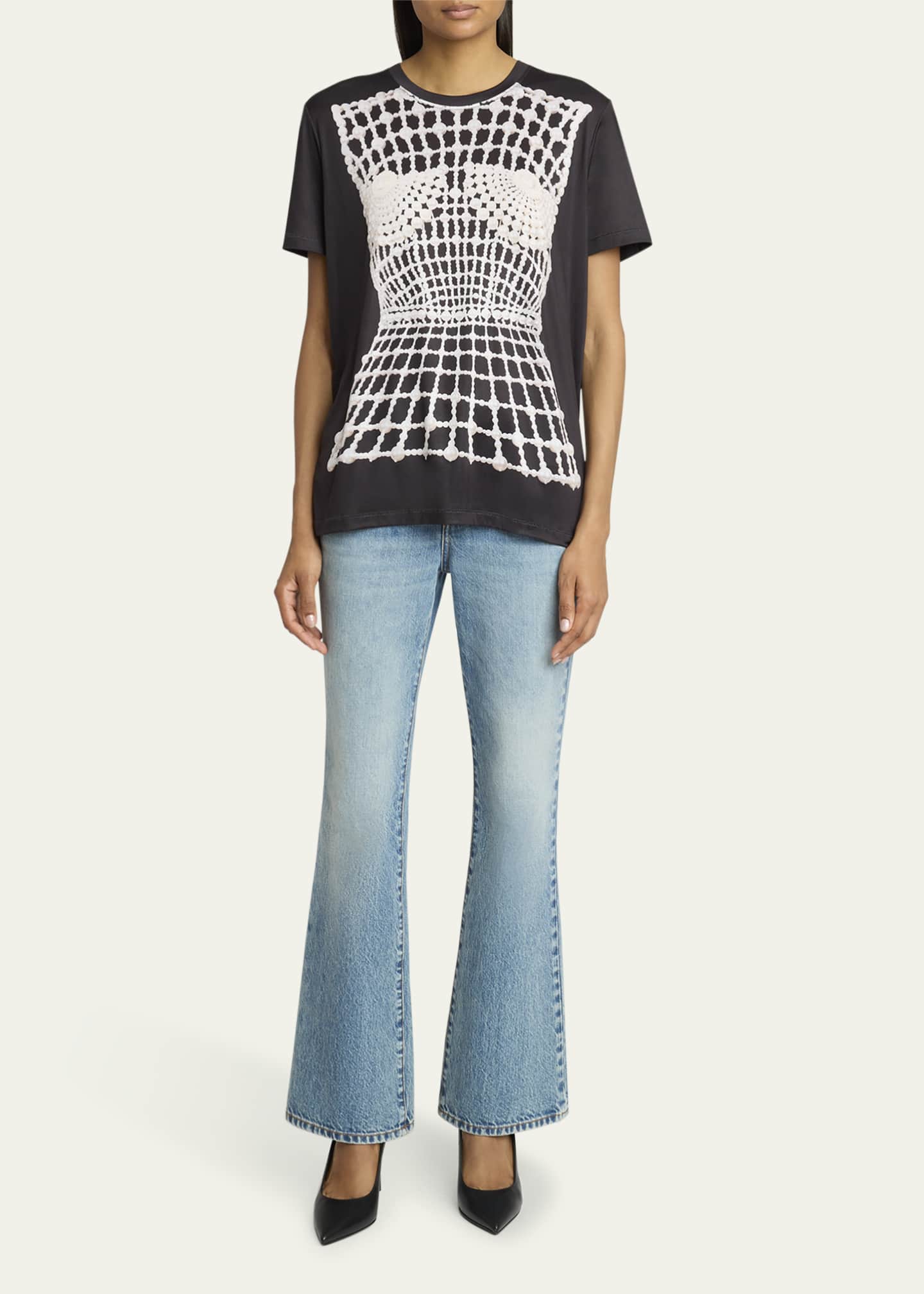 Balmain Pearl Trompe LOeil Corset T-Shhirt - Bergdorf Goodman