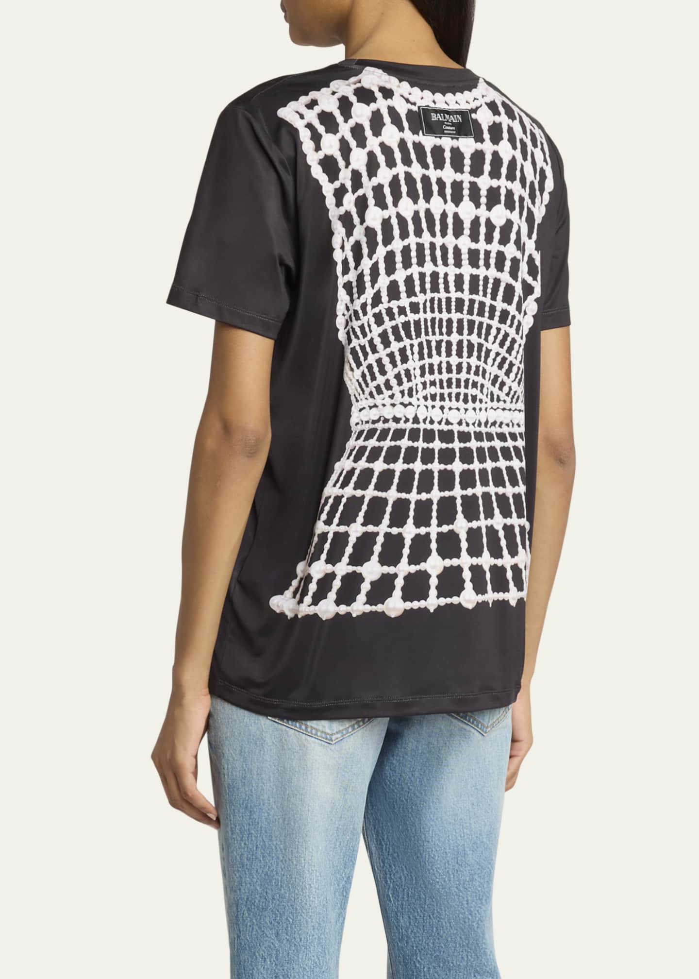 Balmain Pearl Trompe LOeil Corset T-Shhirt - Bergdorf Goodman