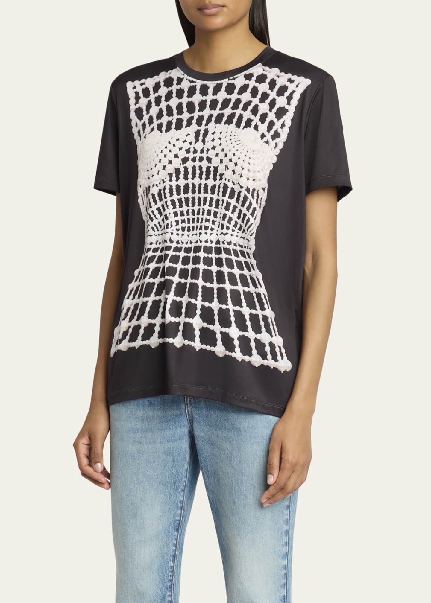 Balmain Pearl Trompe LOeil Corset T-Shhirt - Bergdorf Goodman