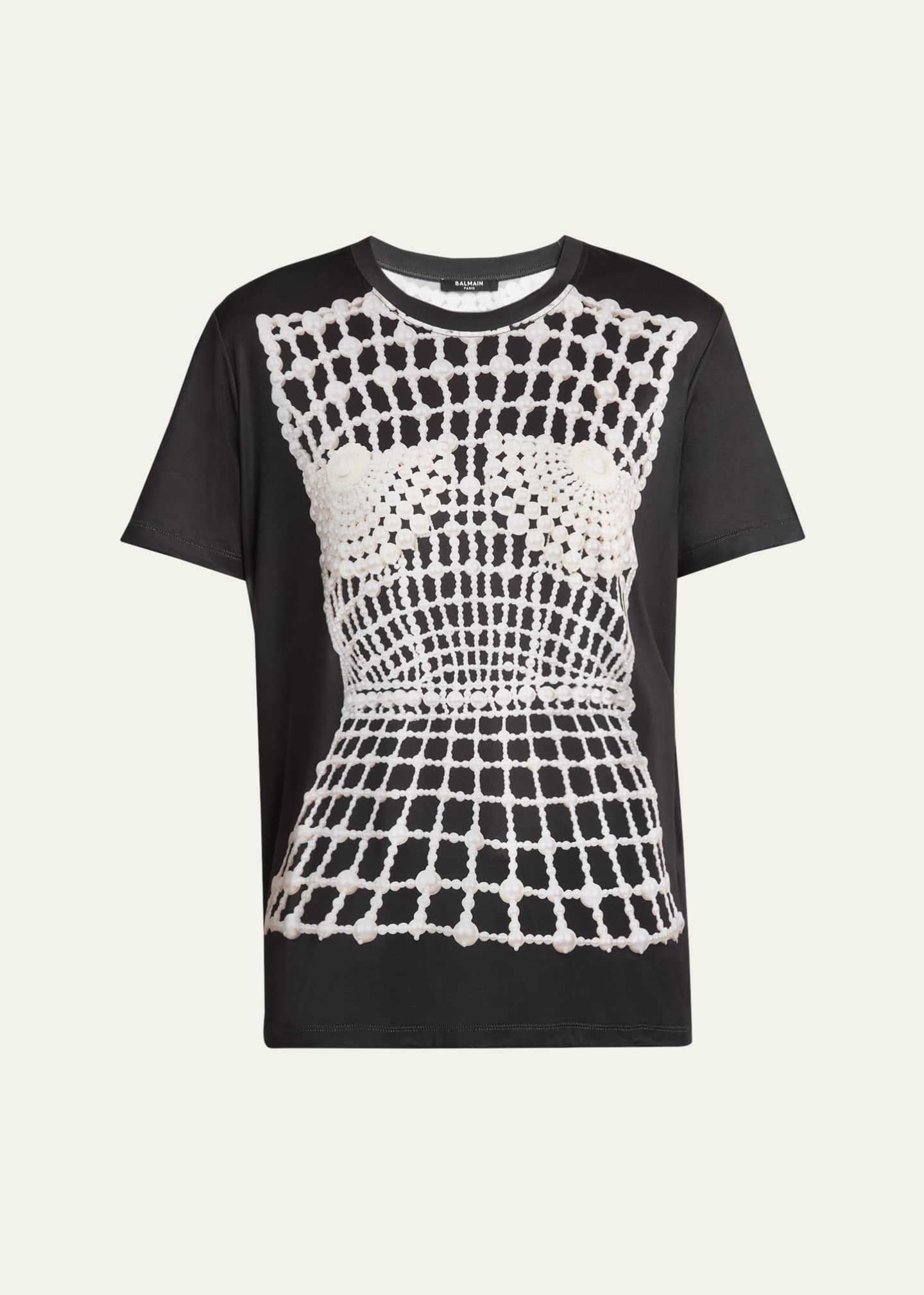 Balmain Pearl Trompe LOeil Corset T-Shhirt - Bergdorf Goodman