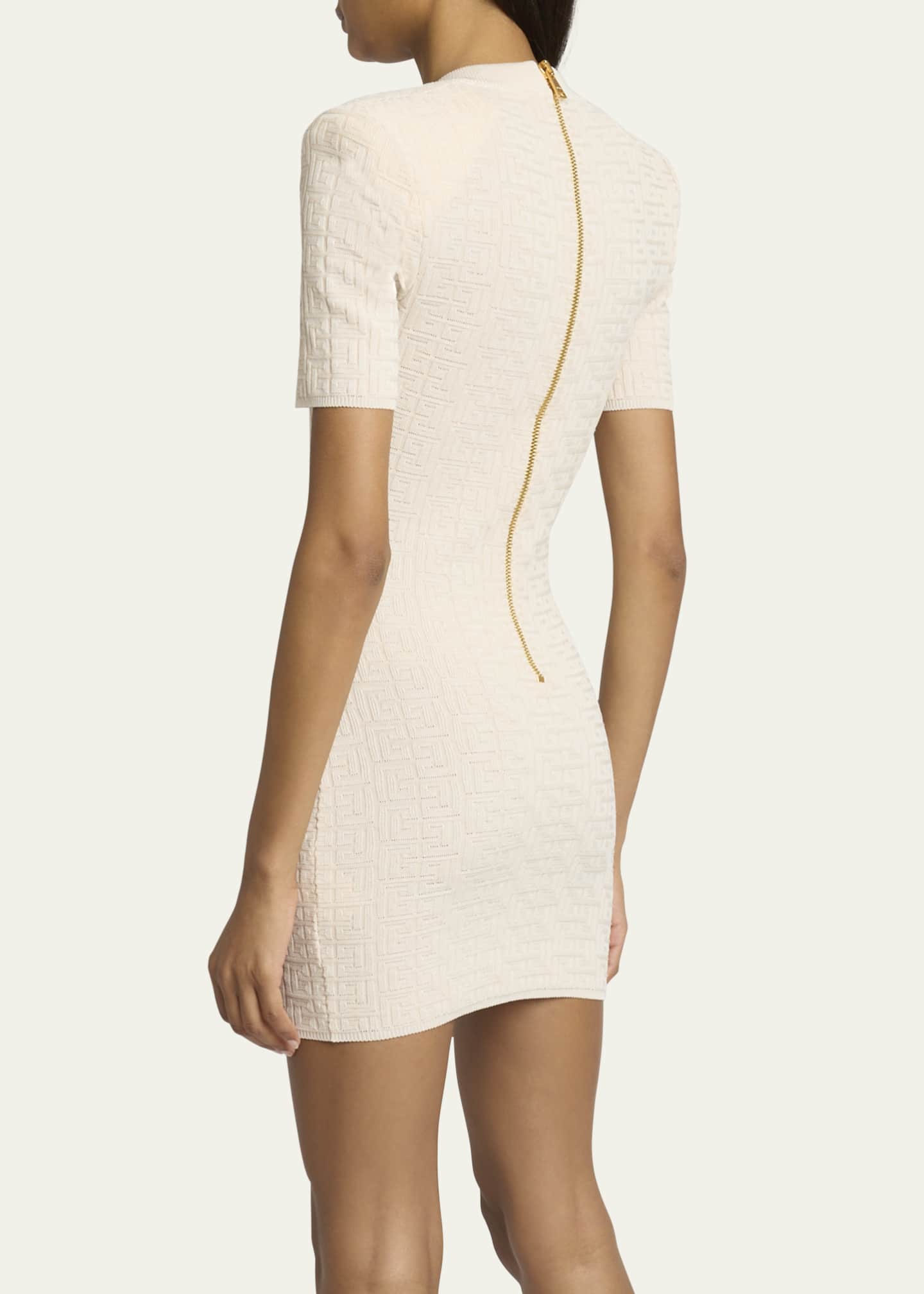 Balmain Glittered Monogram Mini Dress - Bergdorf Goodman