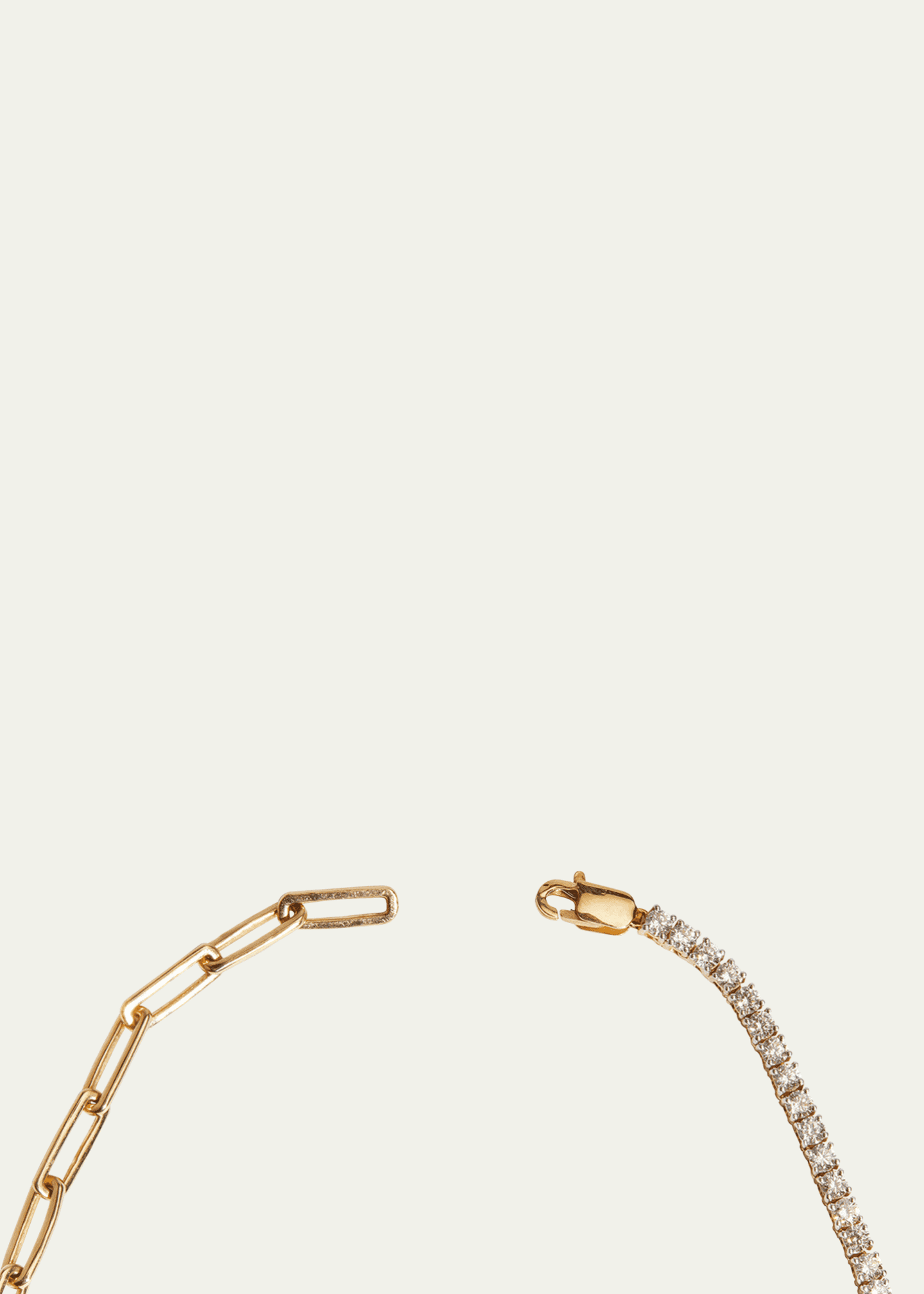 Kendall Row 14K Yellow Gold Half Tennis Half Paperclip Necklace, 16.5"L ...