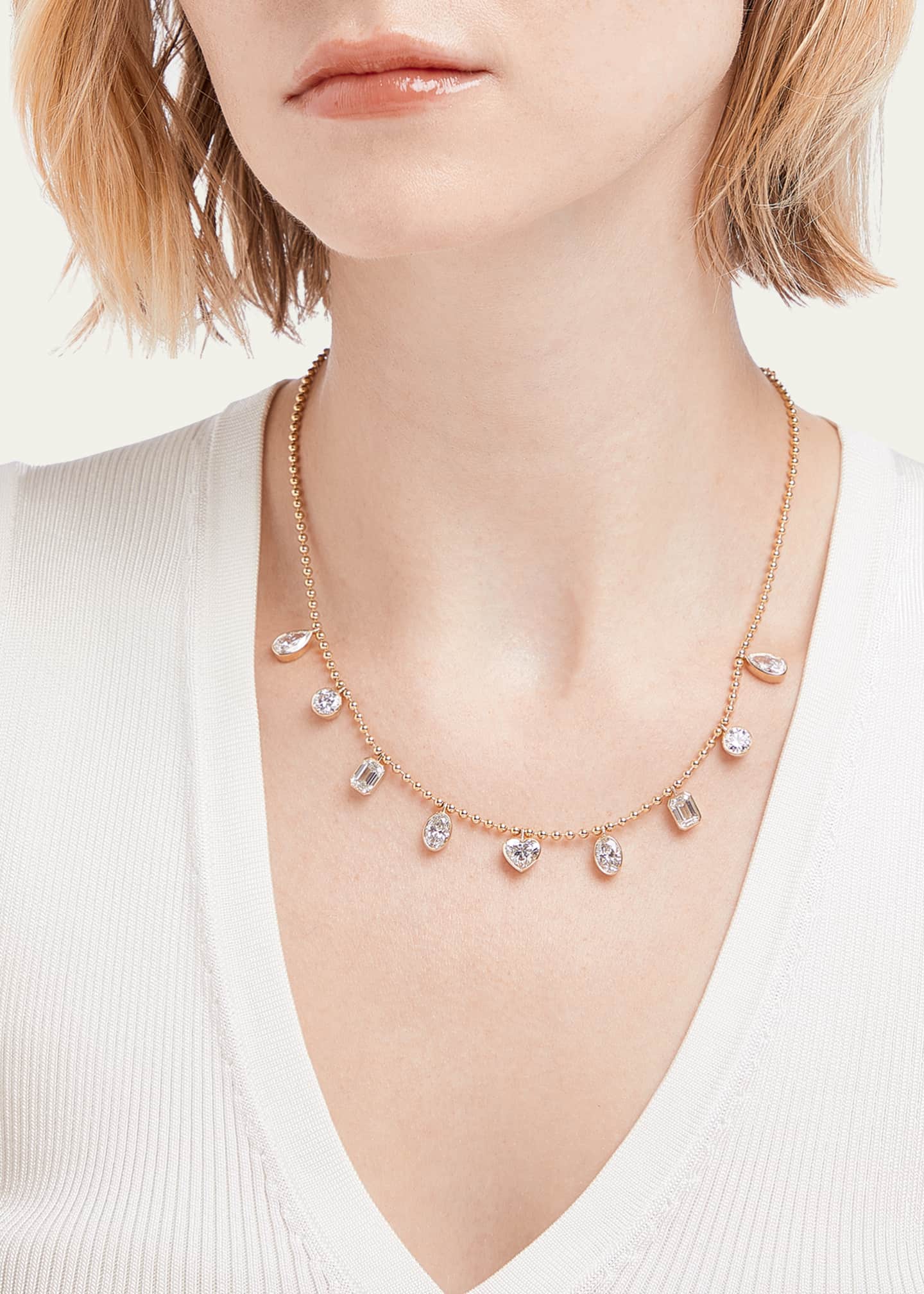 Kendall Row 14K Yellow Gold Fancy Shape Diamond Station Necklace, 16-18 ...