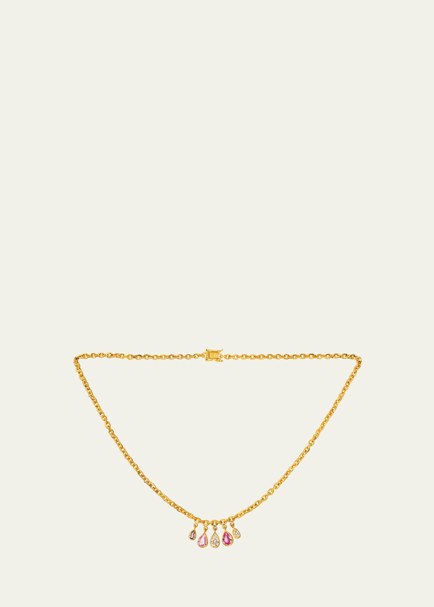 DARIUS 18K Yellow Gold Quintuple Pear Diamond and Sapphire Fairy Chain ...