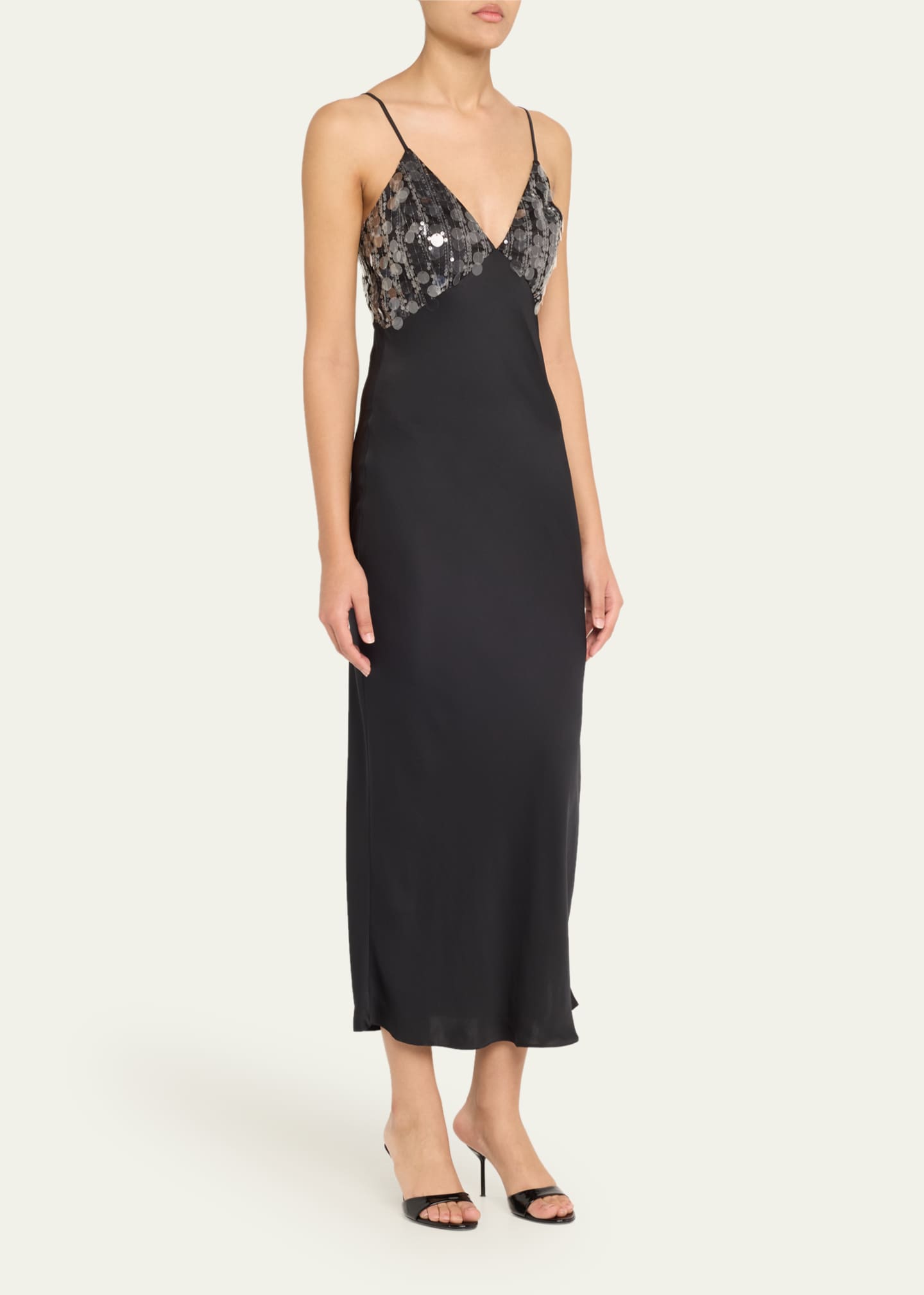 Ramy Brook Nadiene Sequined Satin Slip Dress - Bergdorf Goodman