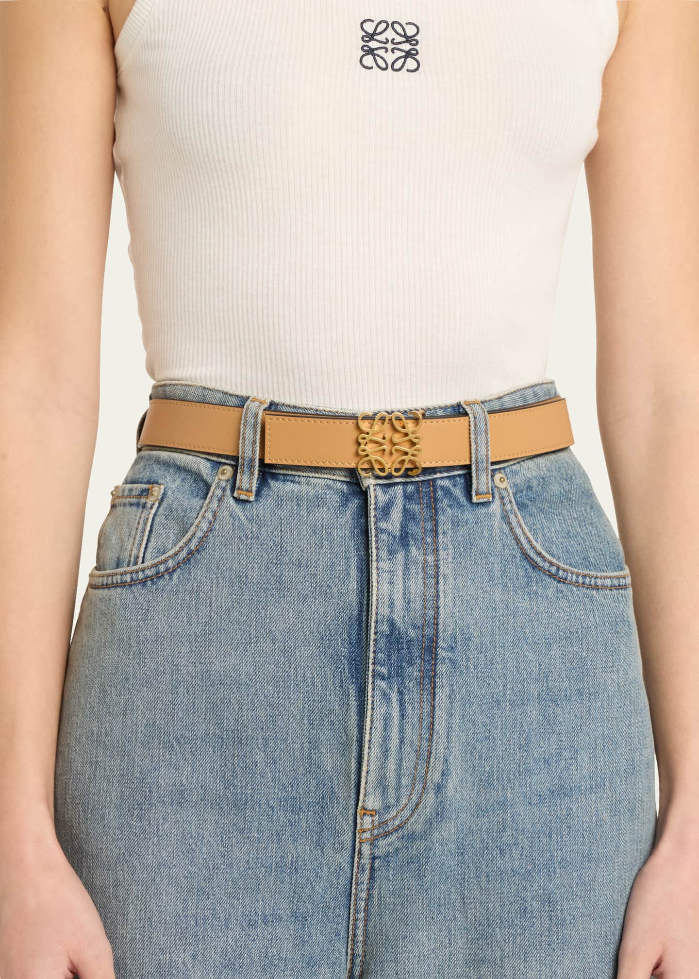 Loewe Anagram Reversible Leather Belt - Bergdorf Goodman