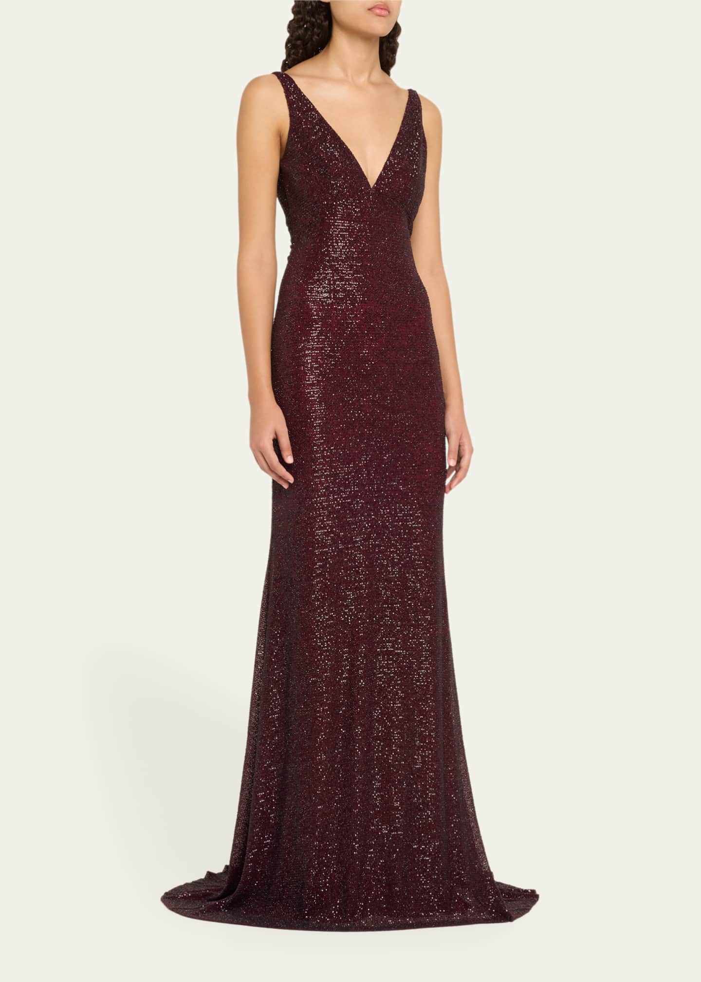 Naeem Khan Bead Sequined V-Neck Cowl Back Gown - Bergdorf Goodman