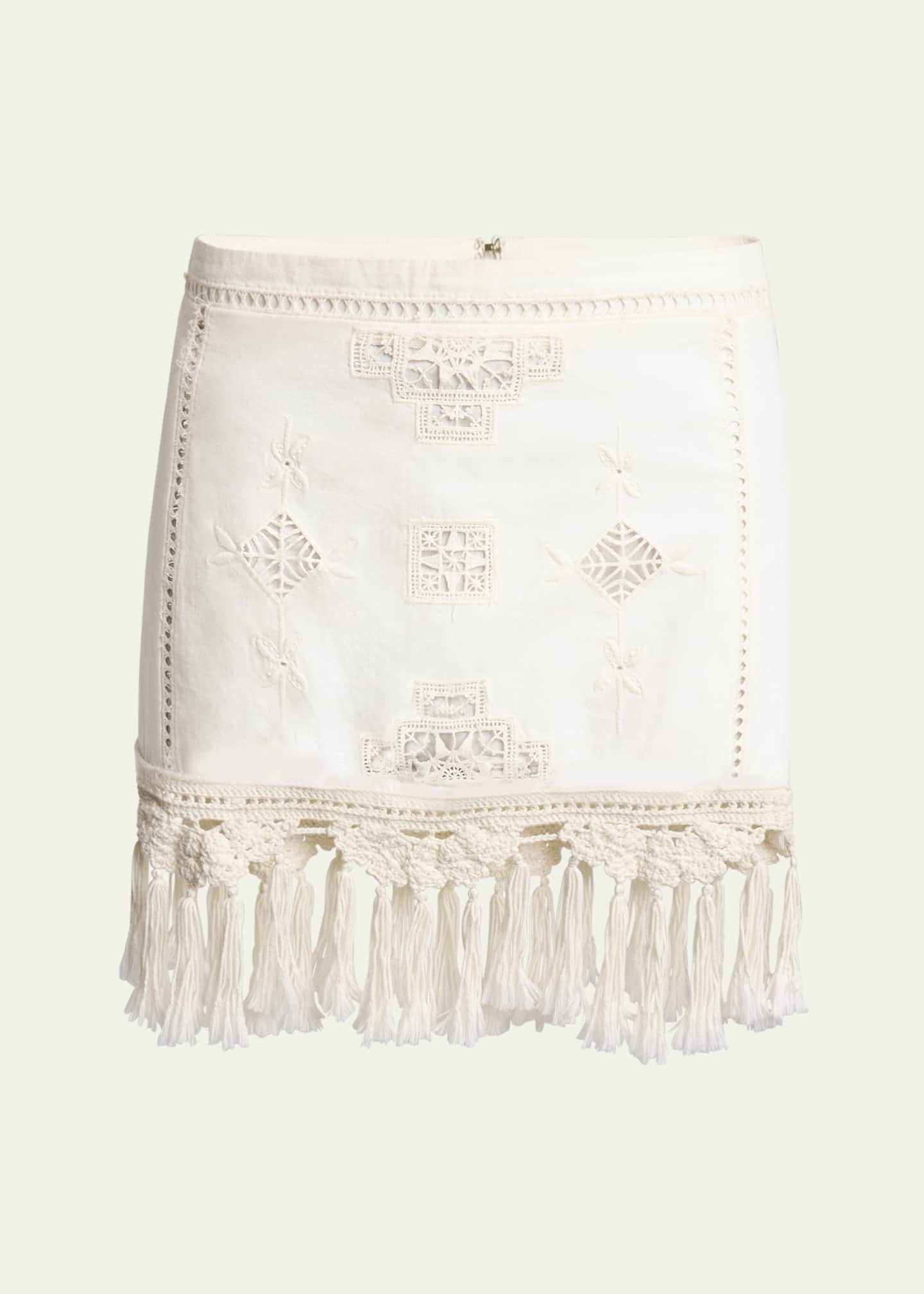 Isabel Marant Sandra Crochet Embroidered Fringe Mini Skirt - Bergdorf ...