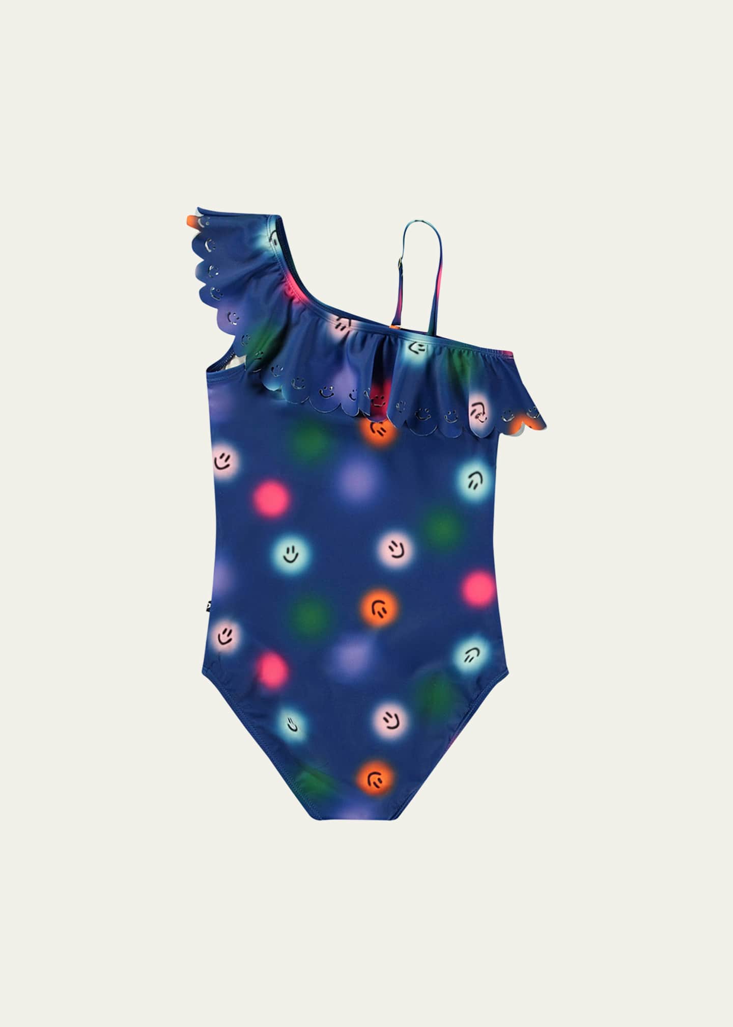 Molo Girl's Net Ruffled One-Shoulder One-Piece Swimsuit, Size 8-14 ...