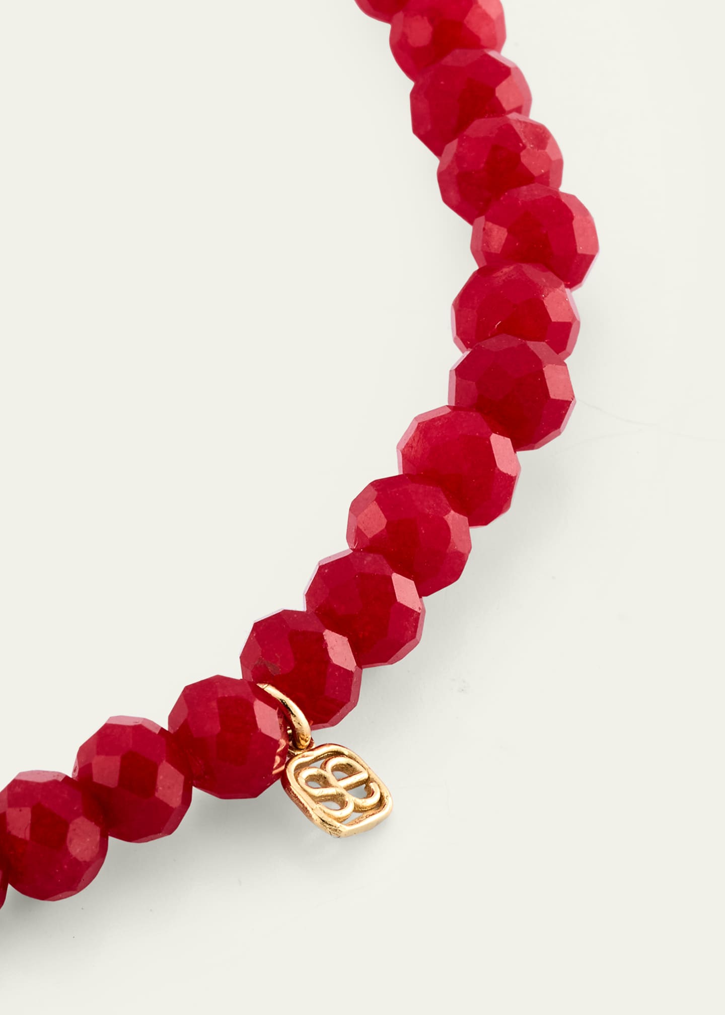 Sydney Evan 14K Tiny Monstera Leaf Charm on Dark Red Jade Bracelet ...