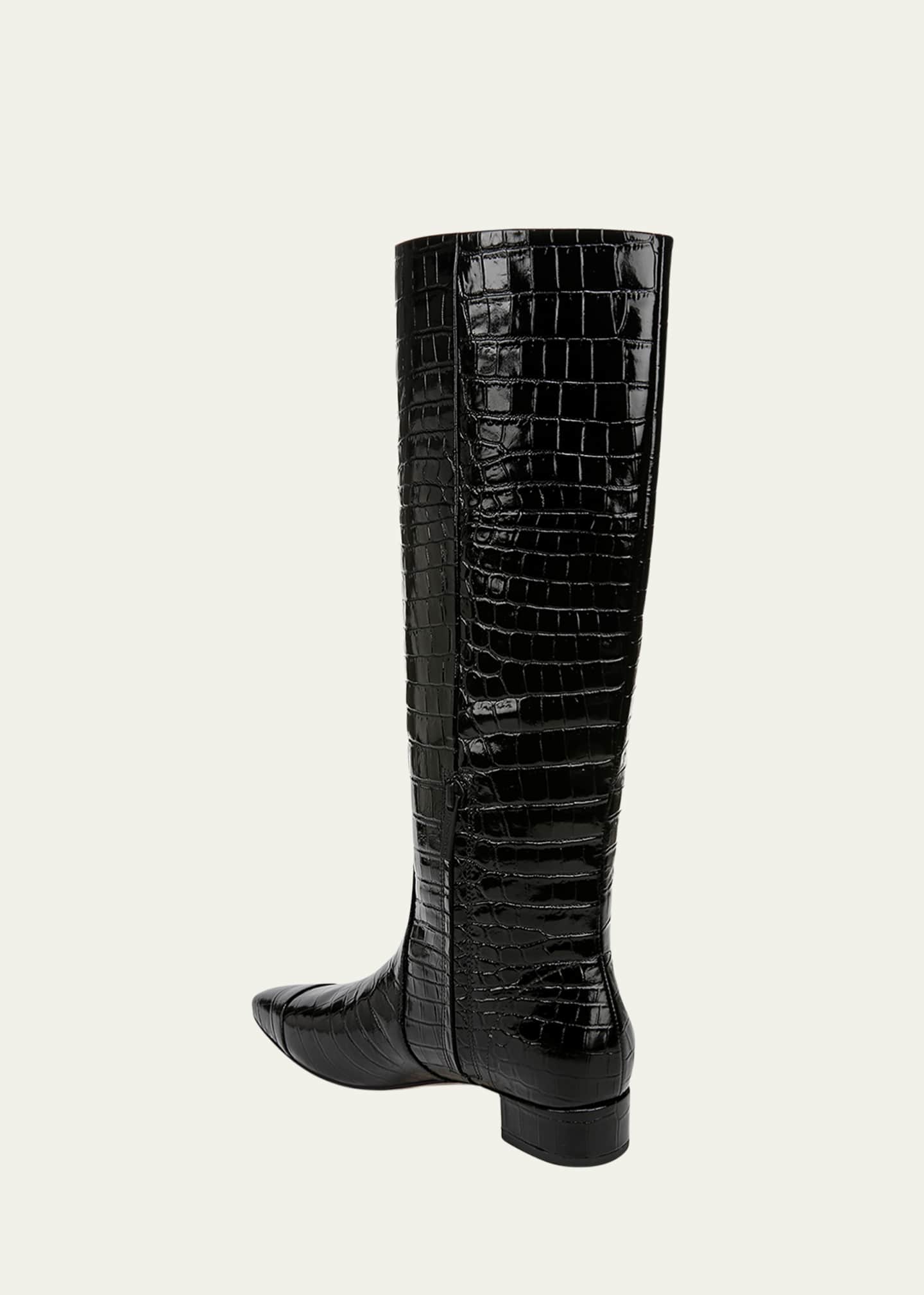 Veronica Beard Cecile Croc-Embossed Leather Knee High Boots - Bergdorf Goodman
