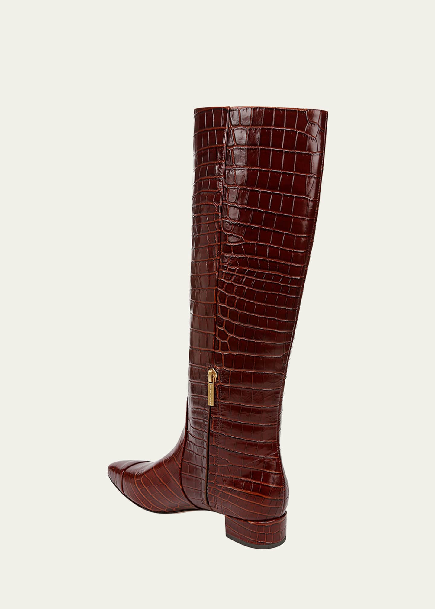 Veronica Beard Cecile Croc-Embossed Leather Knee High Boots - Bergdorf ...