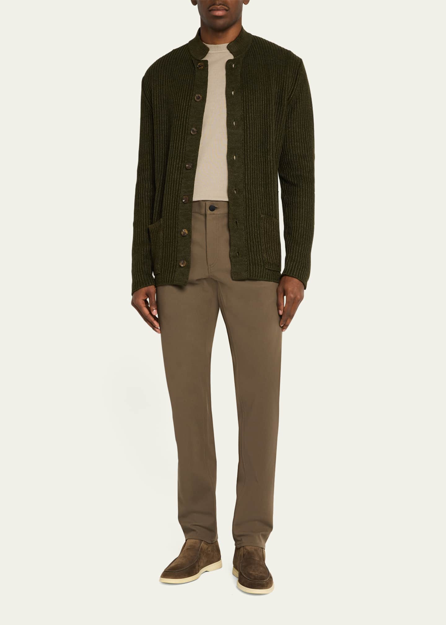 Inis Meain Men's Ribbed Linen Cardigan Sweater - Bergdorf Goodman