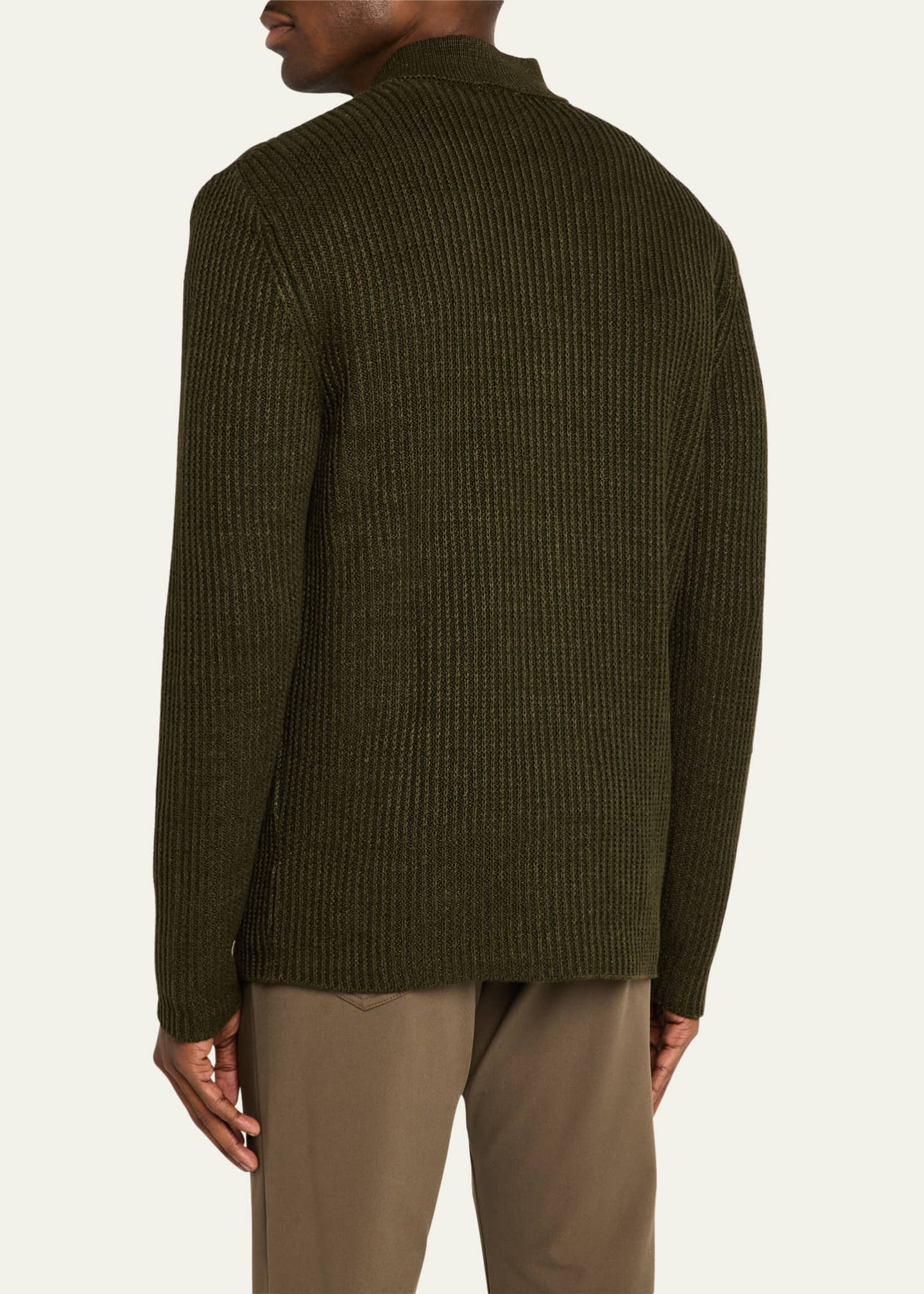 Inis Meain Men's Ribbed Linen Cardigan Sweater - Bergdorf Goodman