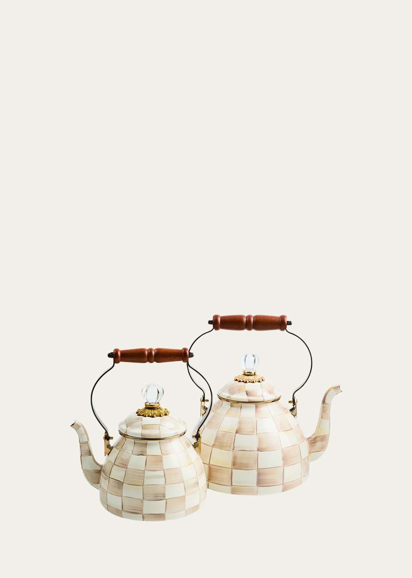 MacKenzie-Childs Mocha Check Tea Kettle, 3 Quarts - Bergdorf Goodman