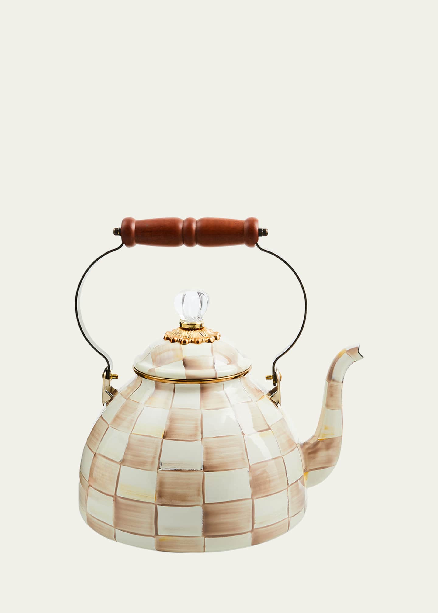MacKenzie-Childs Mocha Check Tea Kettle, 3 Quarts - Bergdorf Goodman