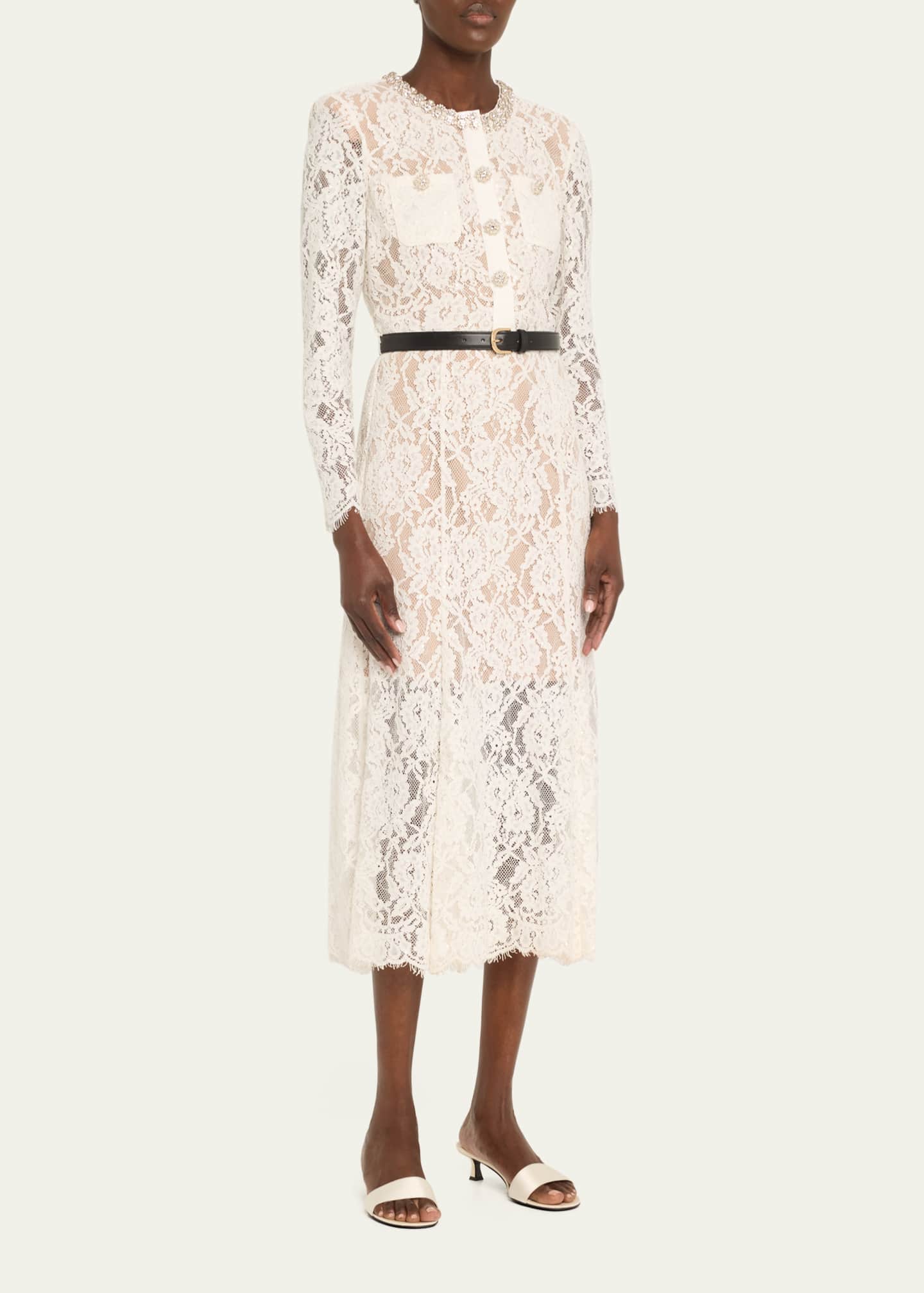 Self-Portrait Embellished Lace Midi Dress - Bergdorf Goodman
