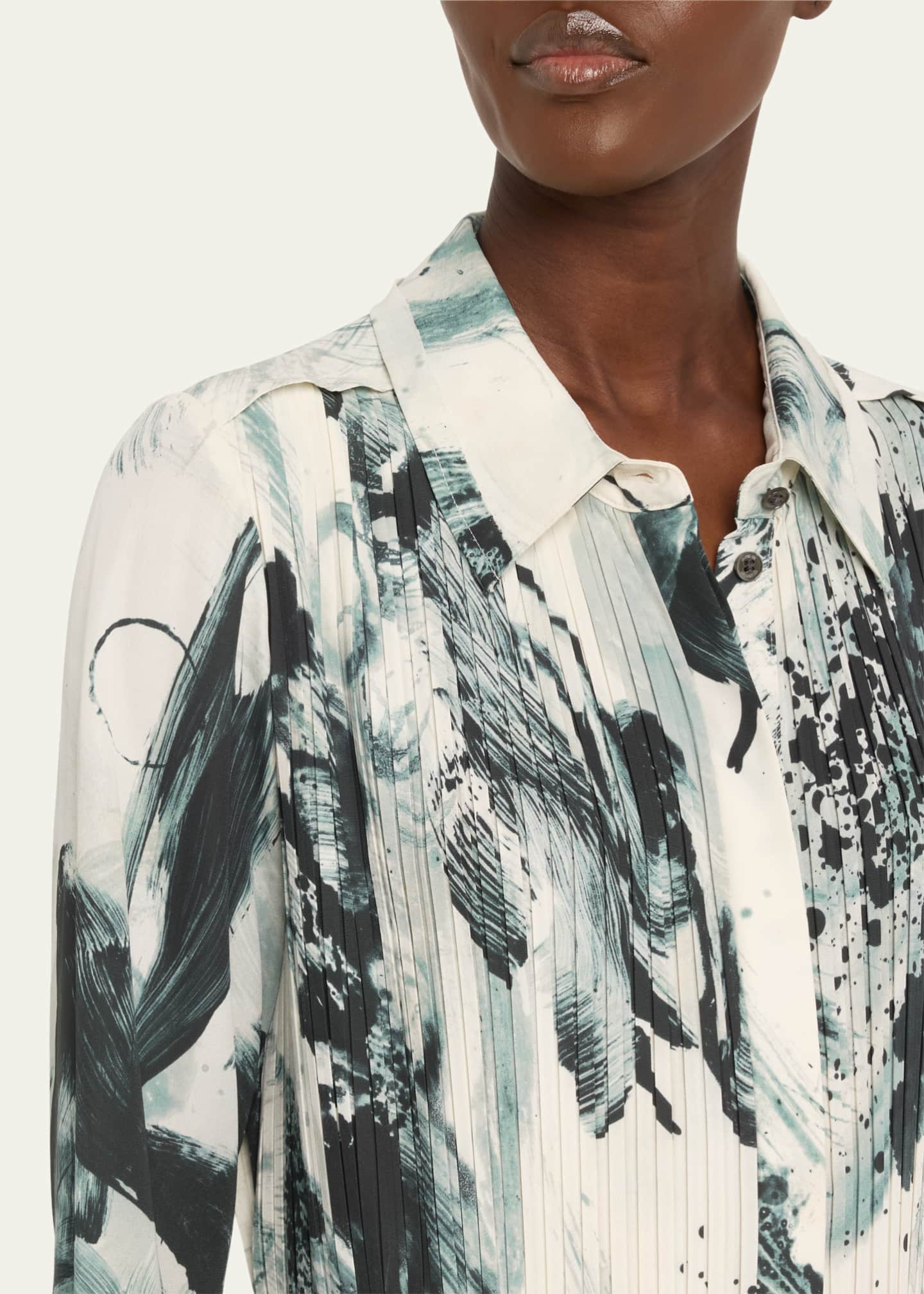 Jason Wu Collection Brushstroke Print Box Pleated Shirtdress With Belt ...