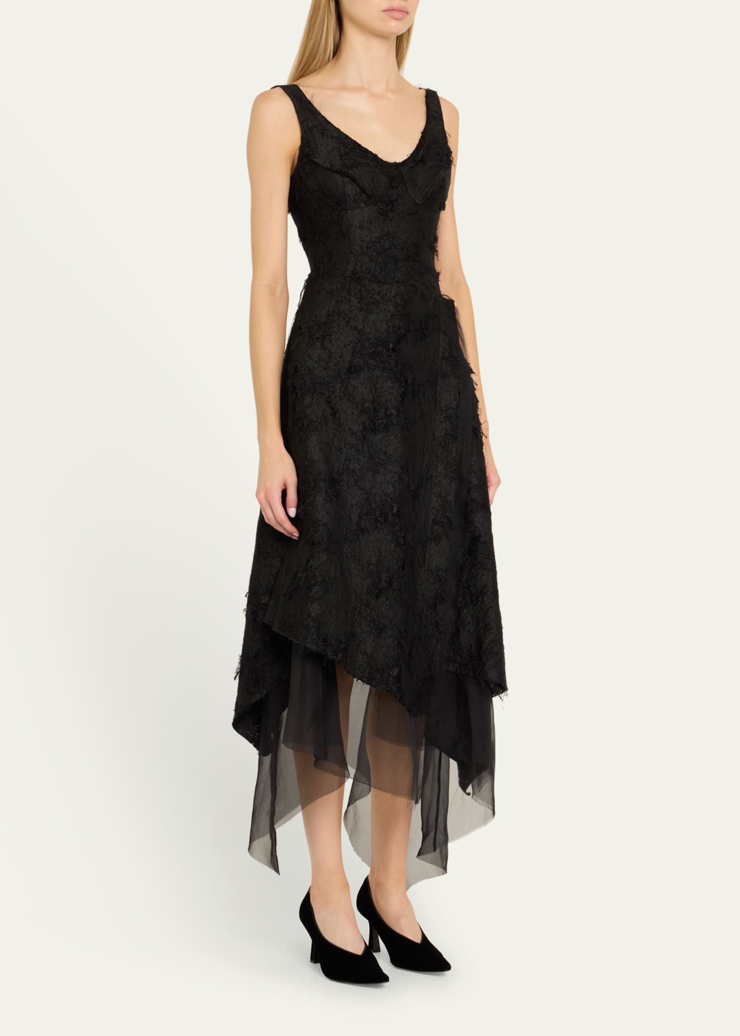 Jason Wu Collection Asymmetrical Fray Jacquard Midi Dress With Bustier ...