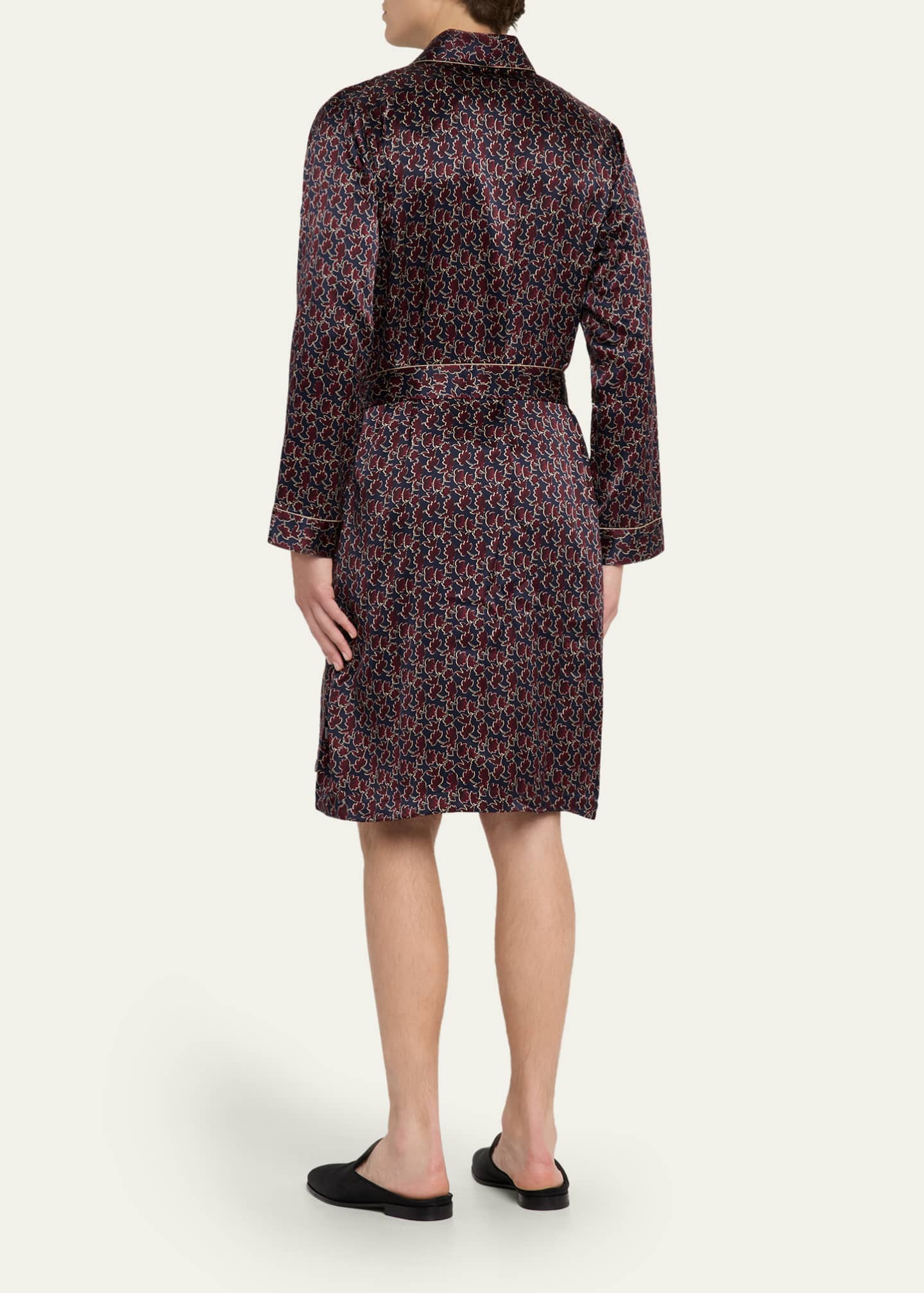 Zimmerli Men's Leaf-Print Silk Robe - Bergdorf Goodman