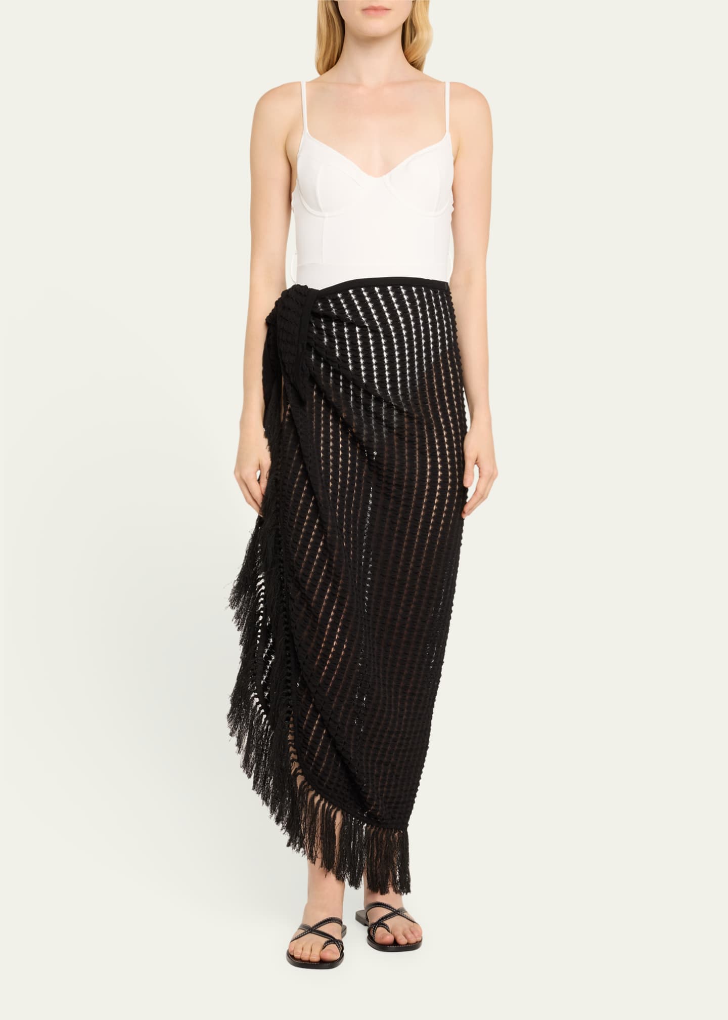 SIMKHAI Thyri Fringe-Trim Pareo Coverup - Bergdorf Goodman