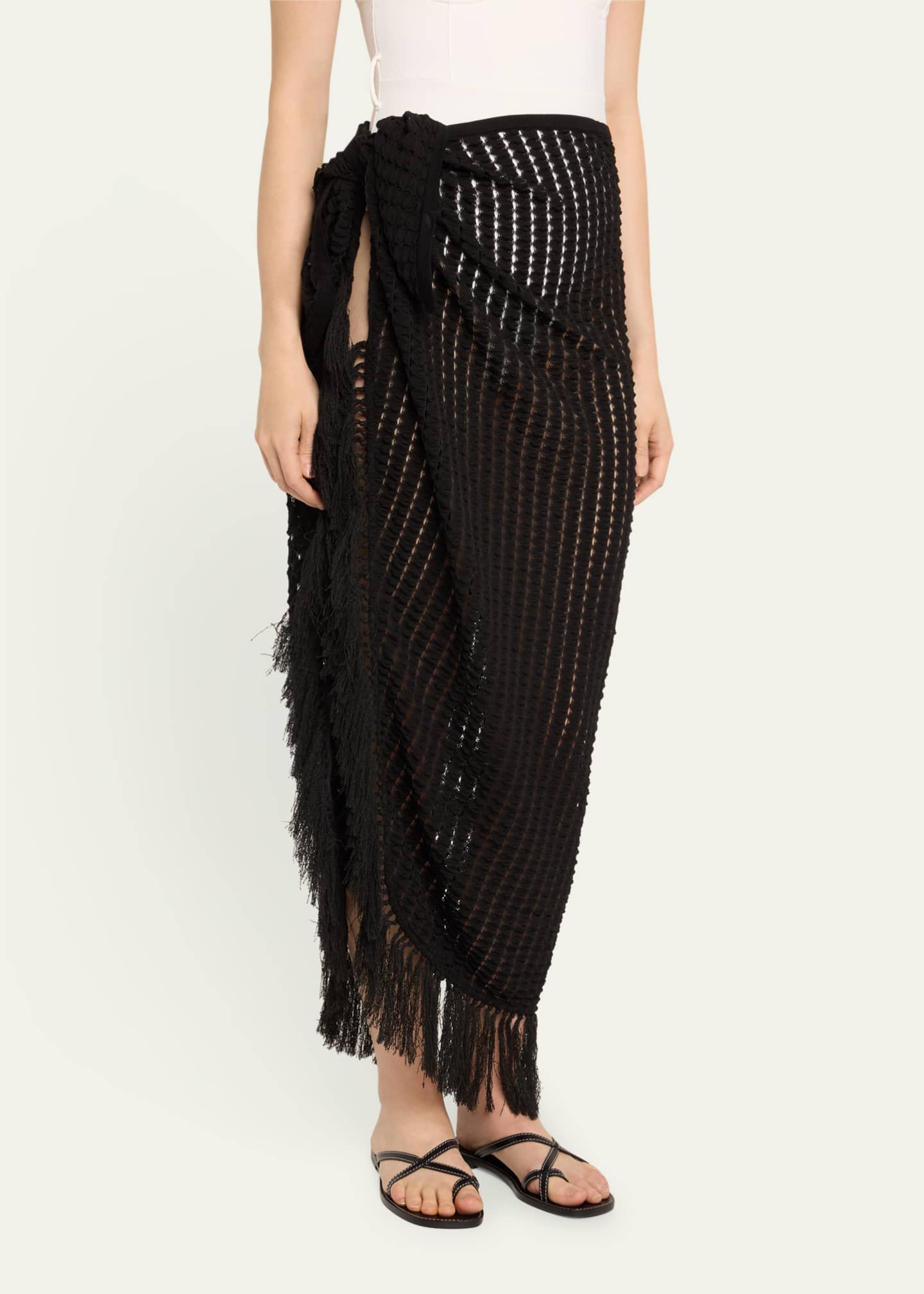 SIMKHAI Thyri Fringe-Trim Pareo Coverup - Bergdorf Goodman