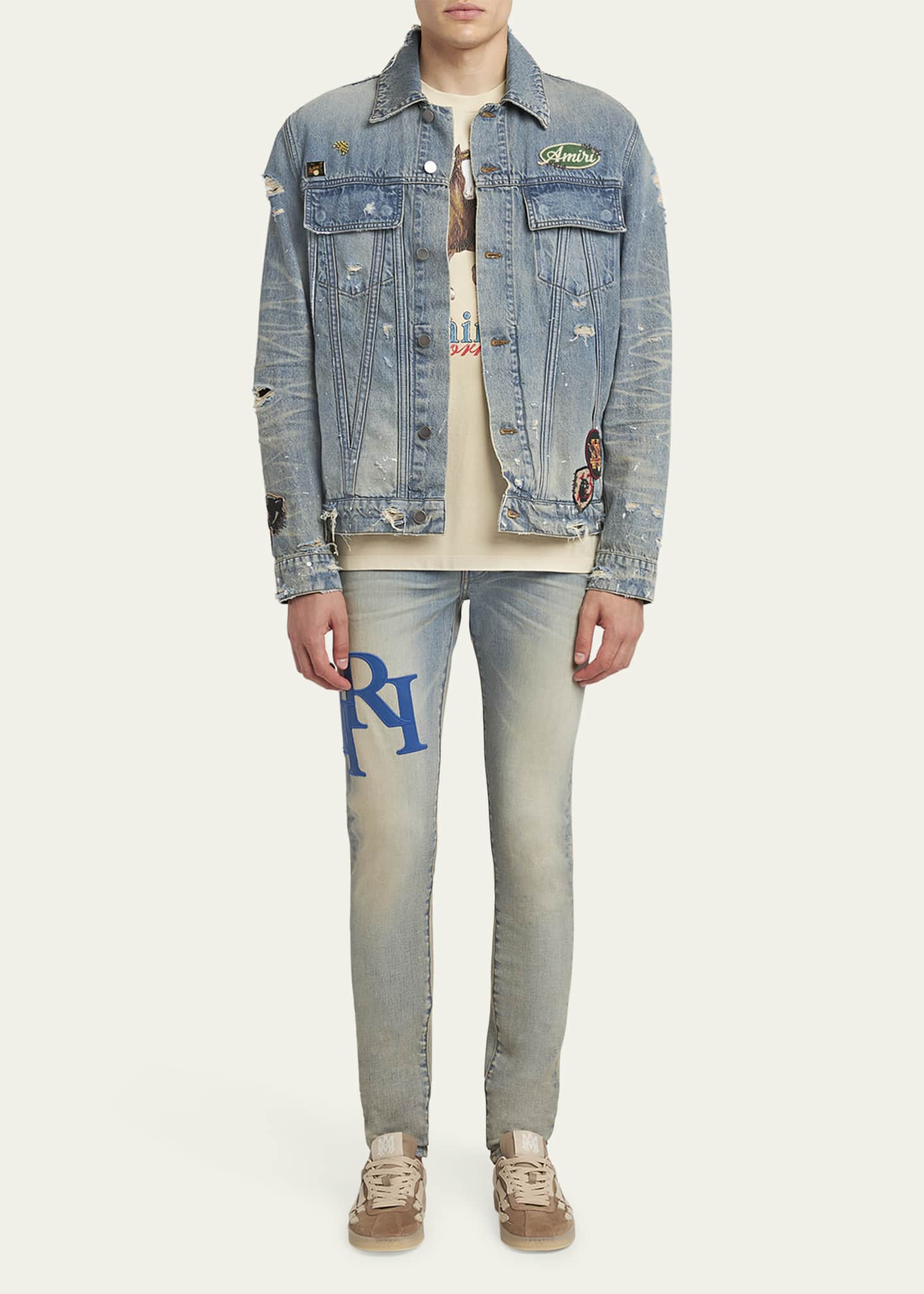 Amiri Men's Faded Multi-Patch Pegasus Trucker Jacket - Bergdorf Goodman