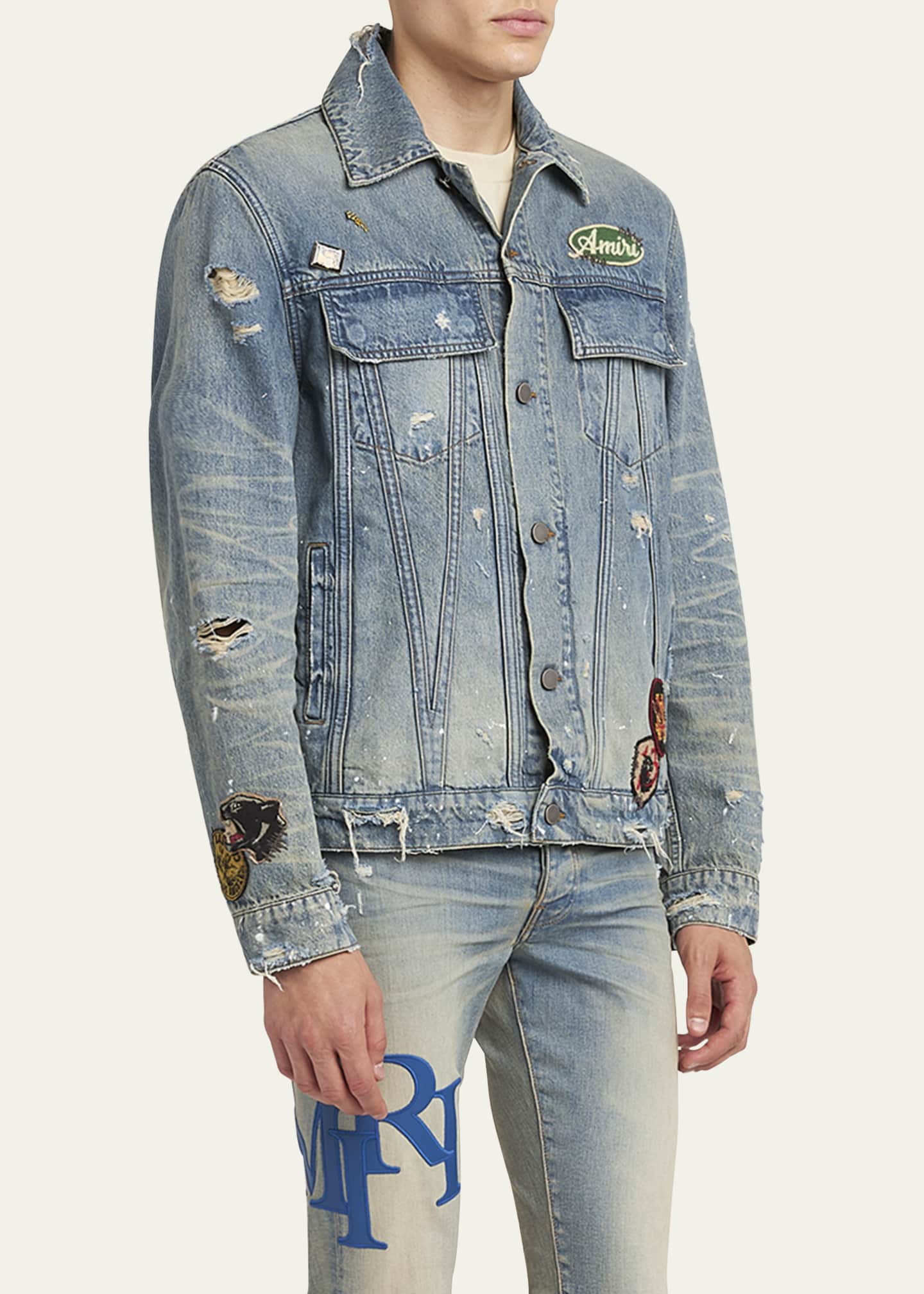 Amiri Men's Faded Multi-Patch Pegasus Trucker Jacket - Bergdorf Goodman