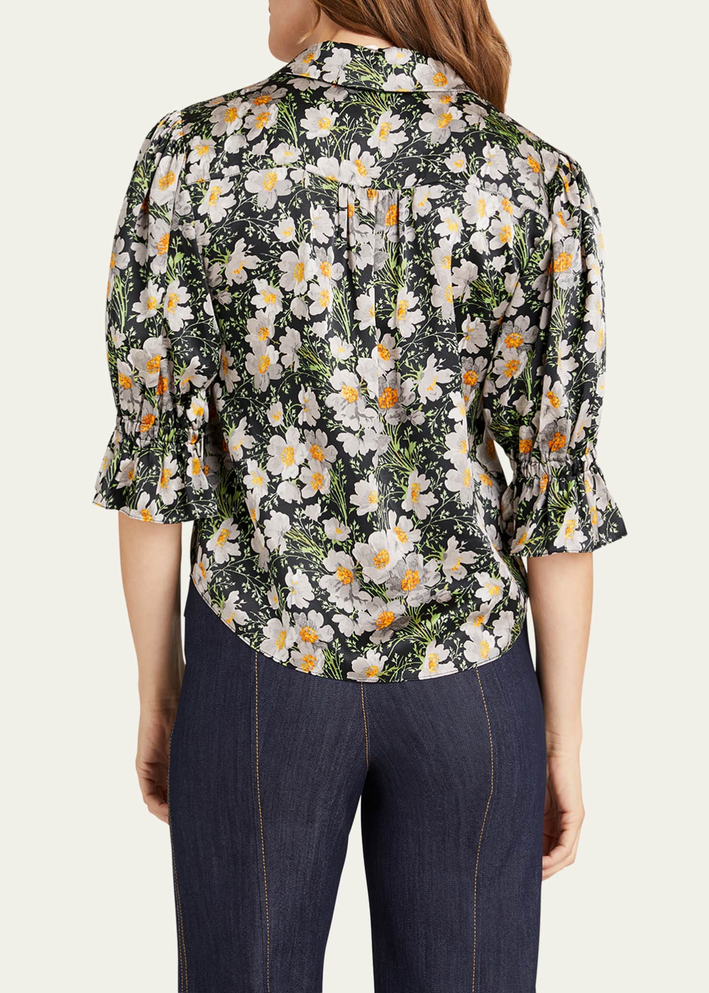 Cinq a Sept Fiona Puff-Sleeve Cosmo-Flower Top - Bergdorf Goodman