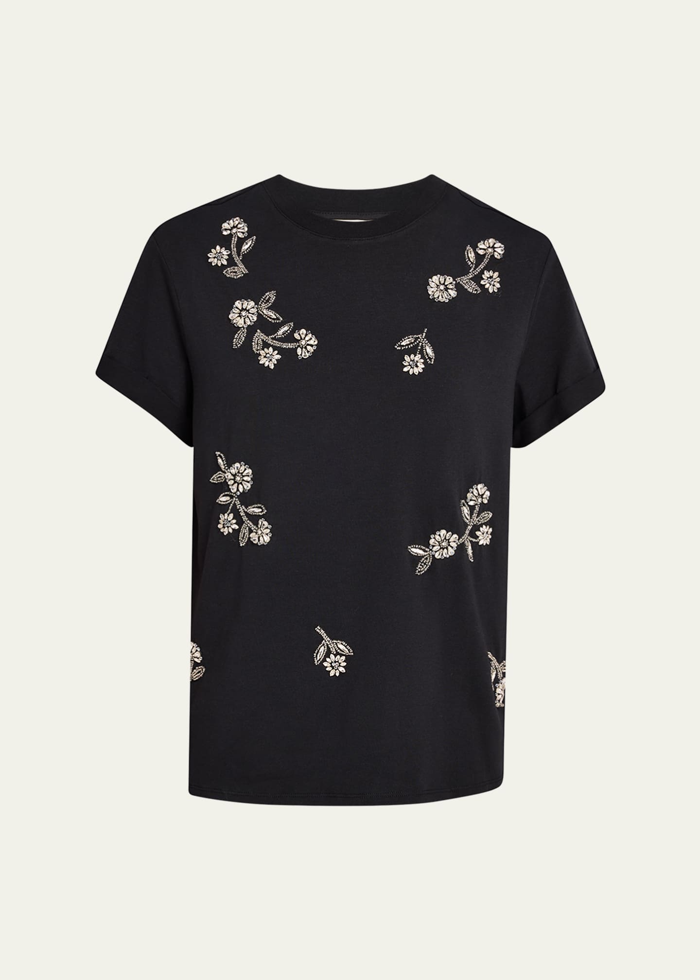 Cinq a Sept Bree Short-Sleeve Rhinestone Vine Tee - Bergdorf Goodman