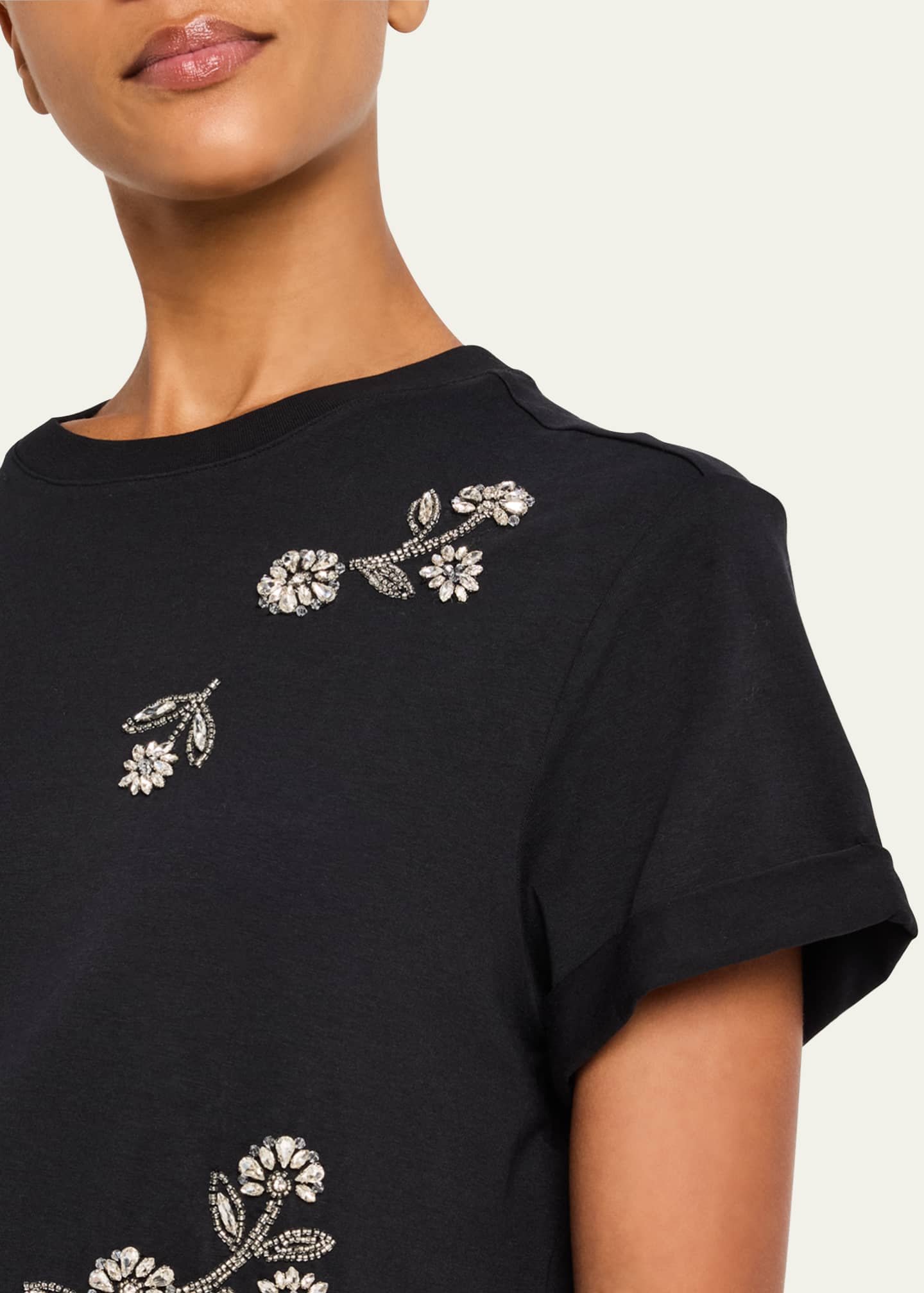 Cinq a Sept Bree Short-Sleeve Rhinestone Vine Tee - Bergdorf Goodman