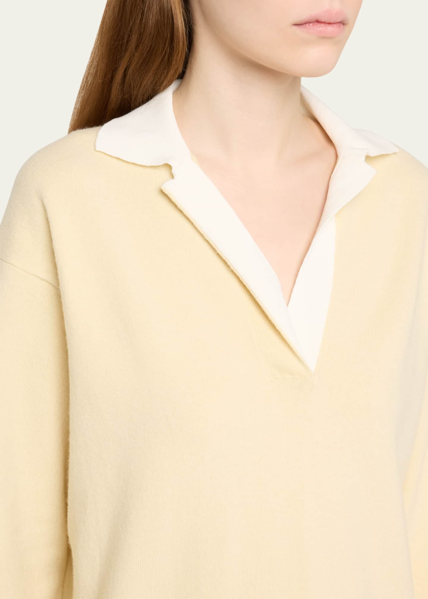 Vince Contrast Collar Wool-Cashmere Polo Sweater - Bergdorf Goodman