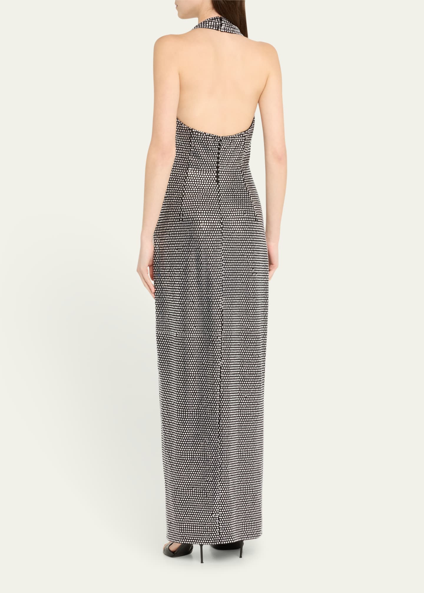 AREA Crystal Embellished Halter Slit Gown - Bergdorf Goodman
