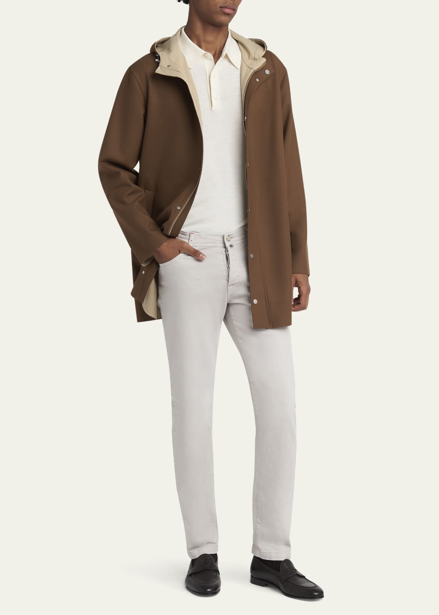 Kiton Men's Cotton Hooded Overcoat - Bergdorf Goodman