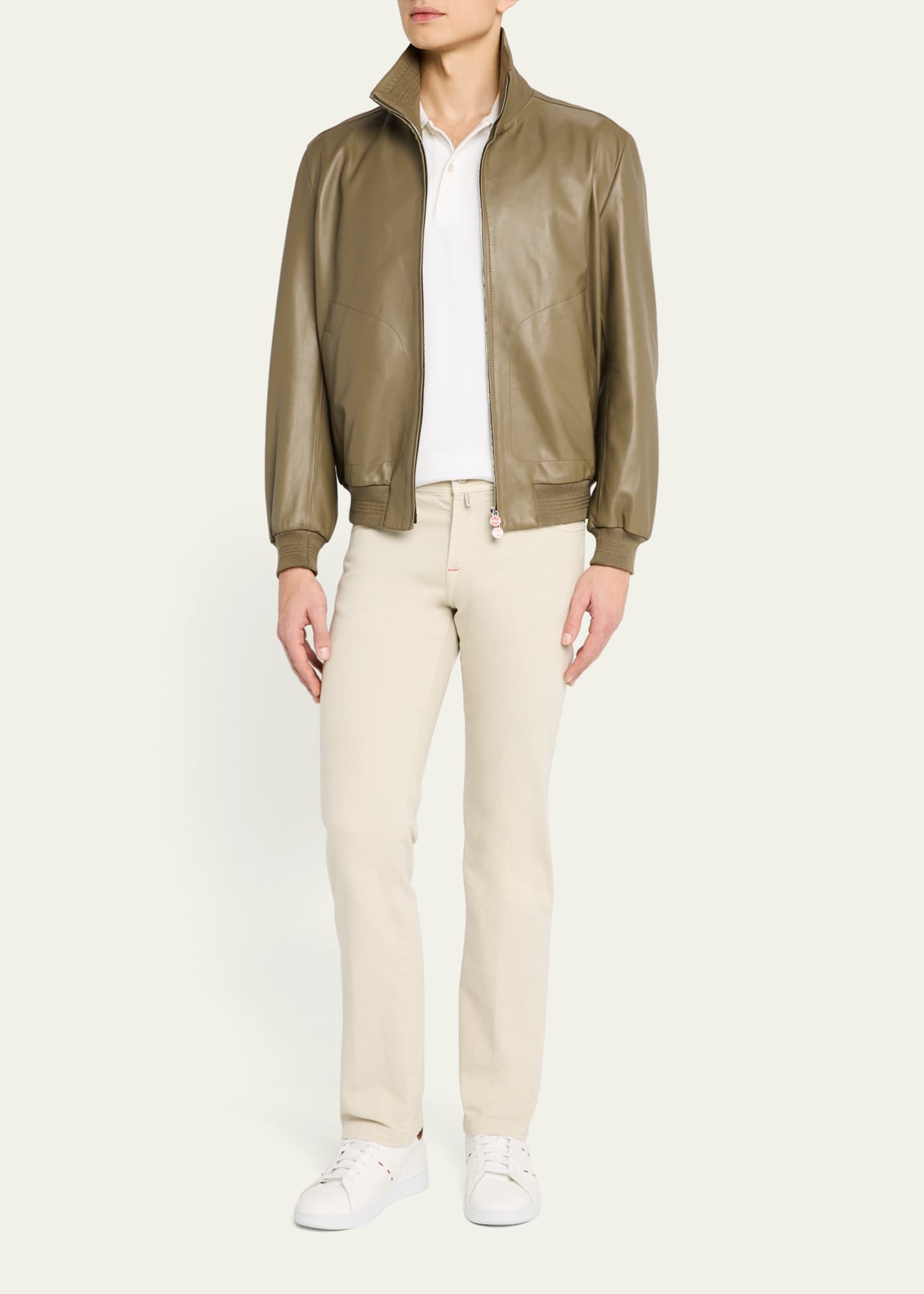 Kiton Men's Leather Full-Zip Bomber Jacket - Bergdorf Goodman