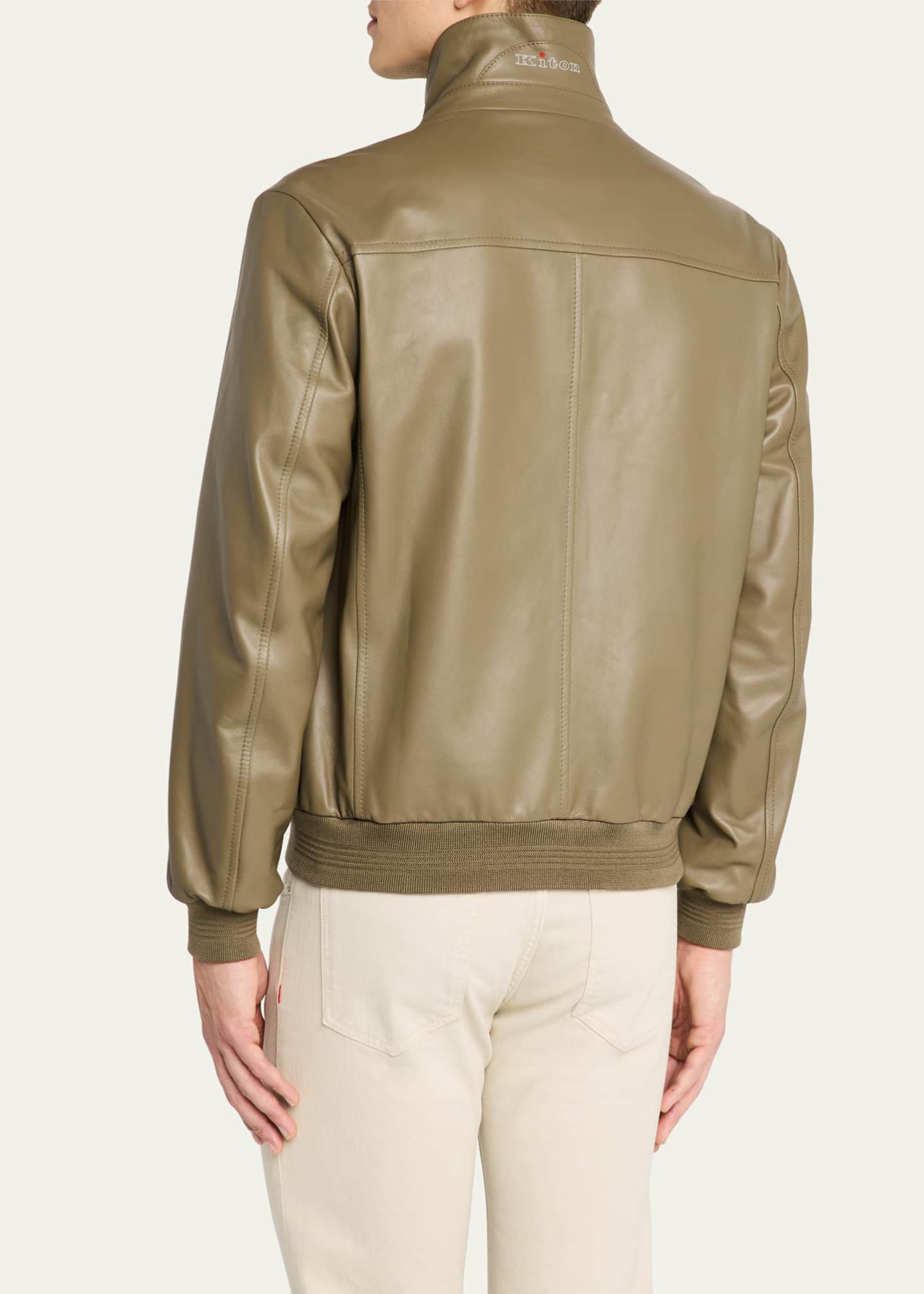 Kiton Men's Leather Full-Zip Bomber Jacket - Bergdorf Goodman