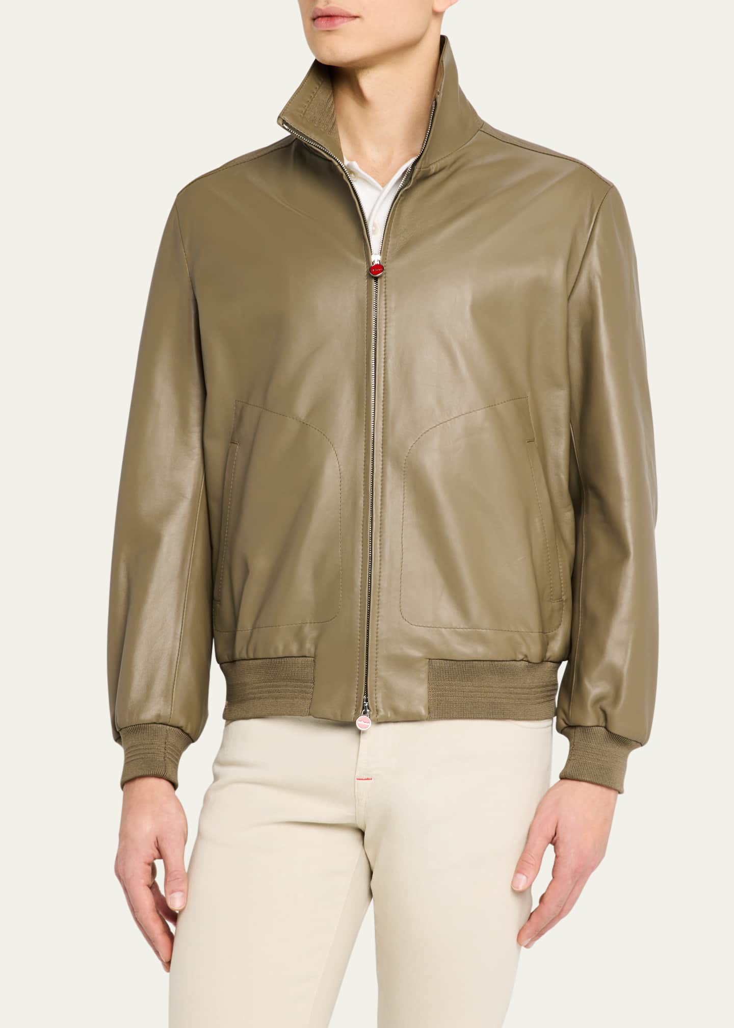 Kiton Men's Leather Full-Zip Bomber Jacket - Bergdorf Goodman