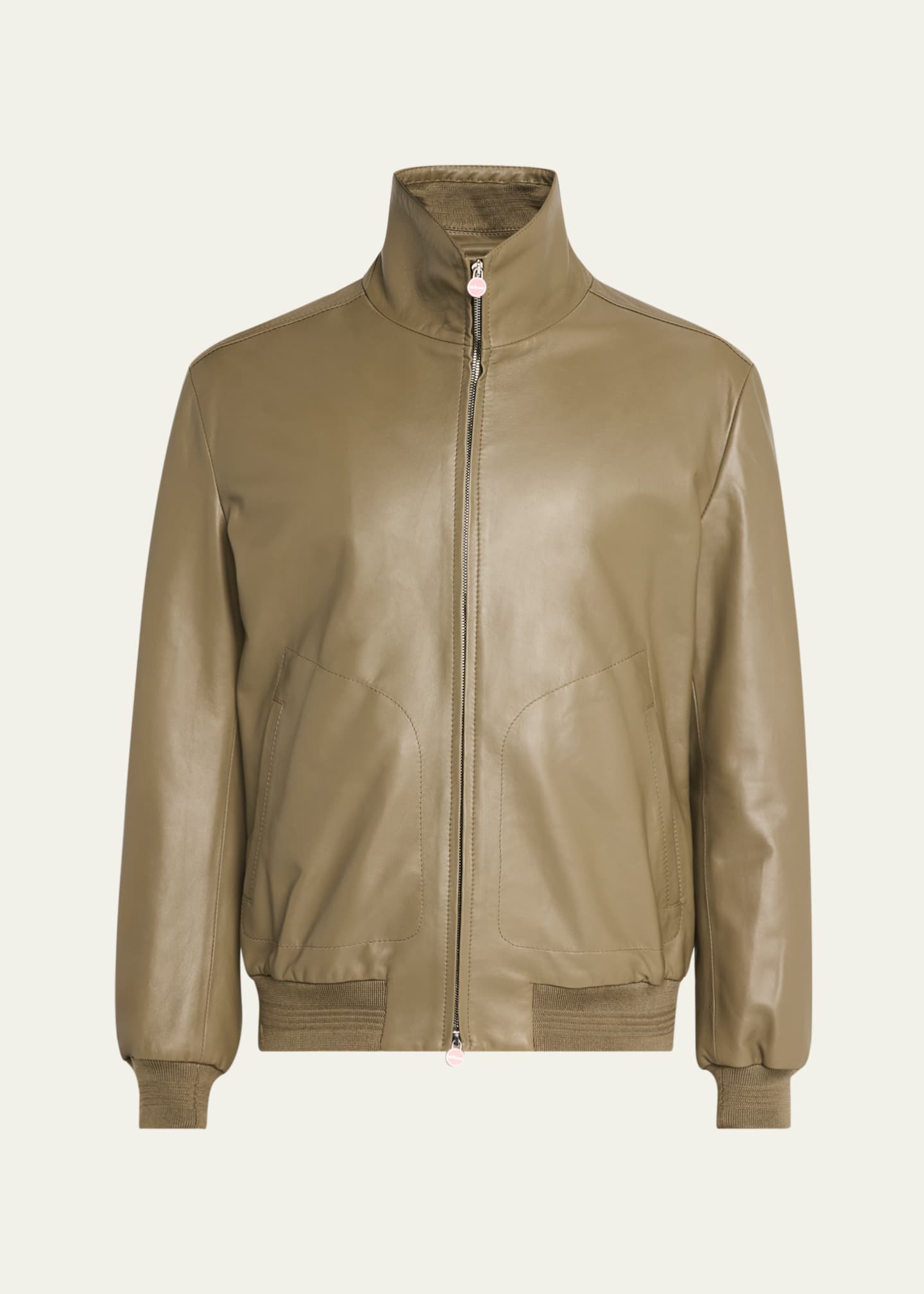 Kiton Men's Leather Full-Zip Bomber Jacket - Bergdorf Goodman