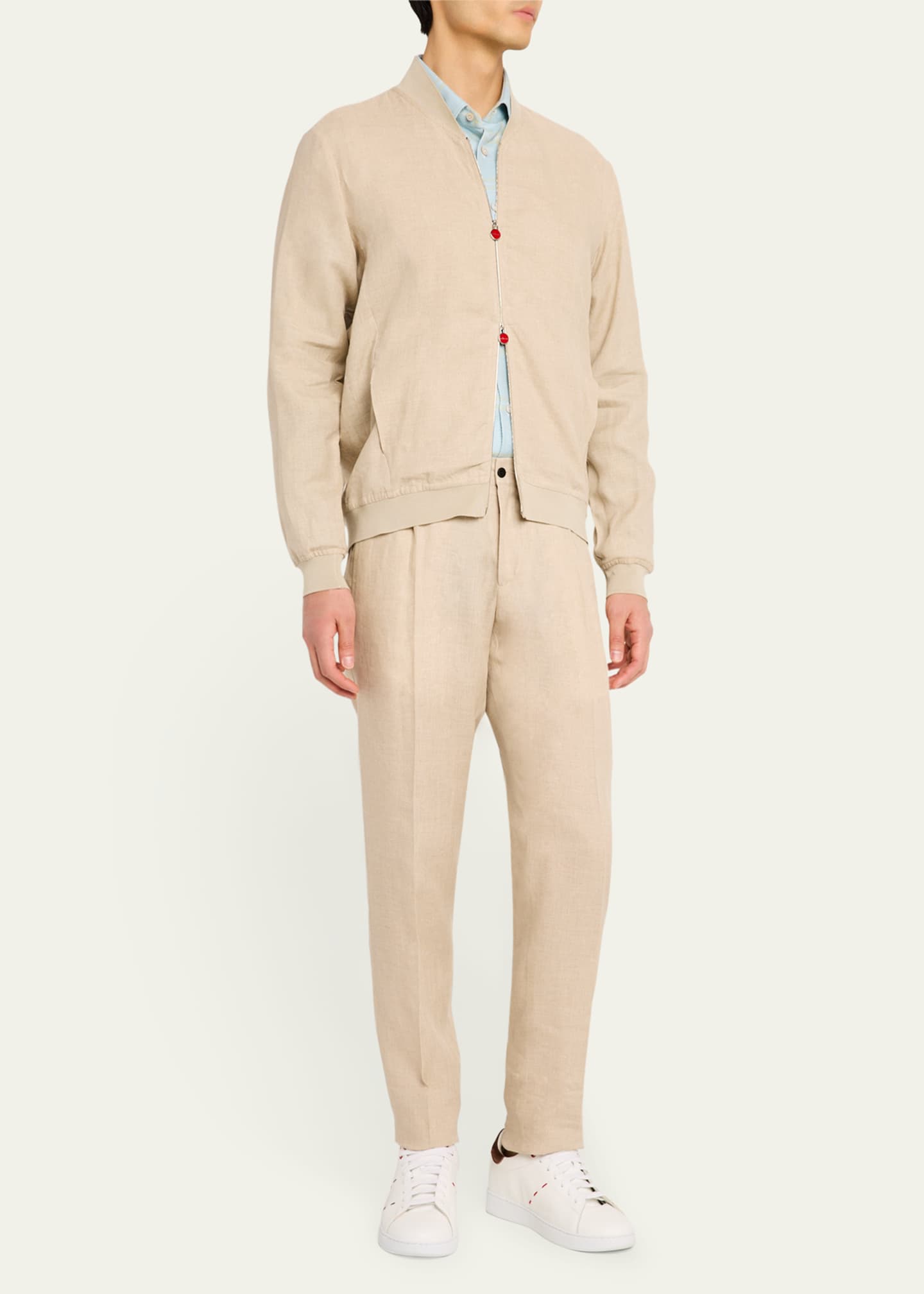Kiton Men's Linen Full-Zip Shirt Jacket - Bergdorf Goodman