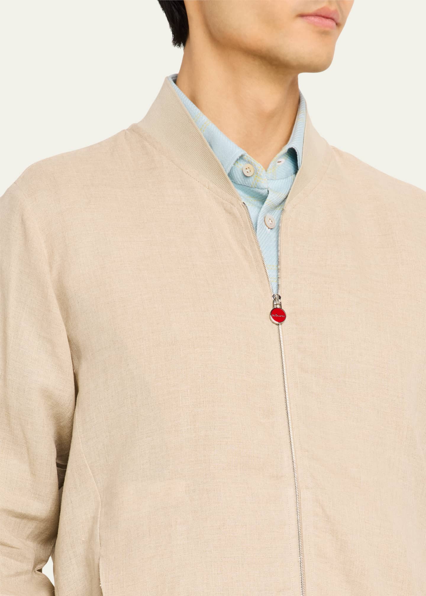 Kiton Men's Linen Full-Zip Shirt Jacket - Bergdorf Goodman
