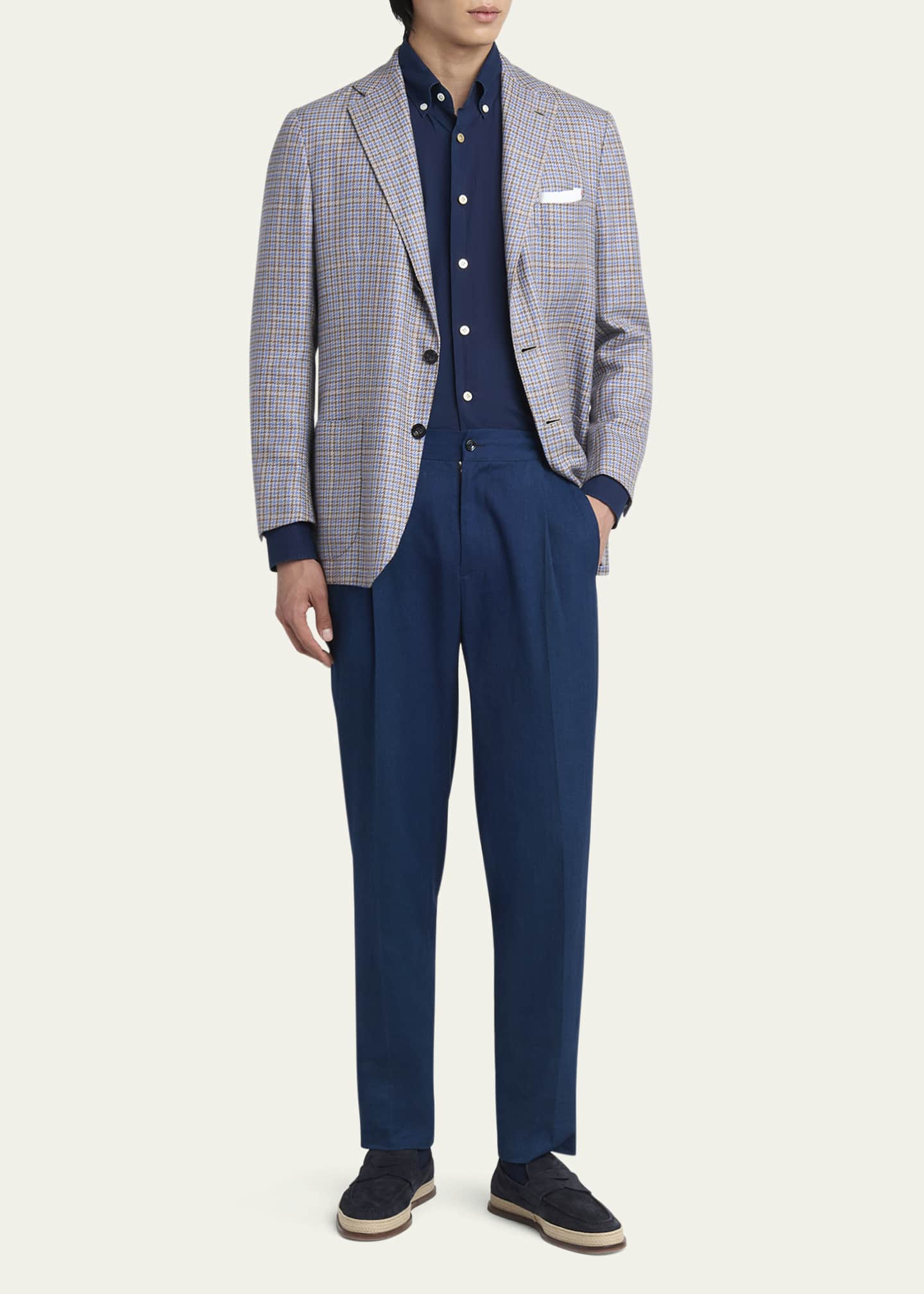 Kiton Men's Sasha Wool Pleated Stretch Pants - Bergdorf Goodman