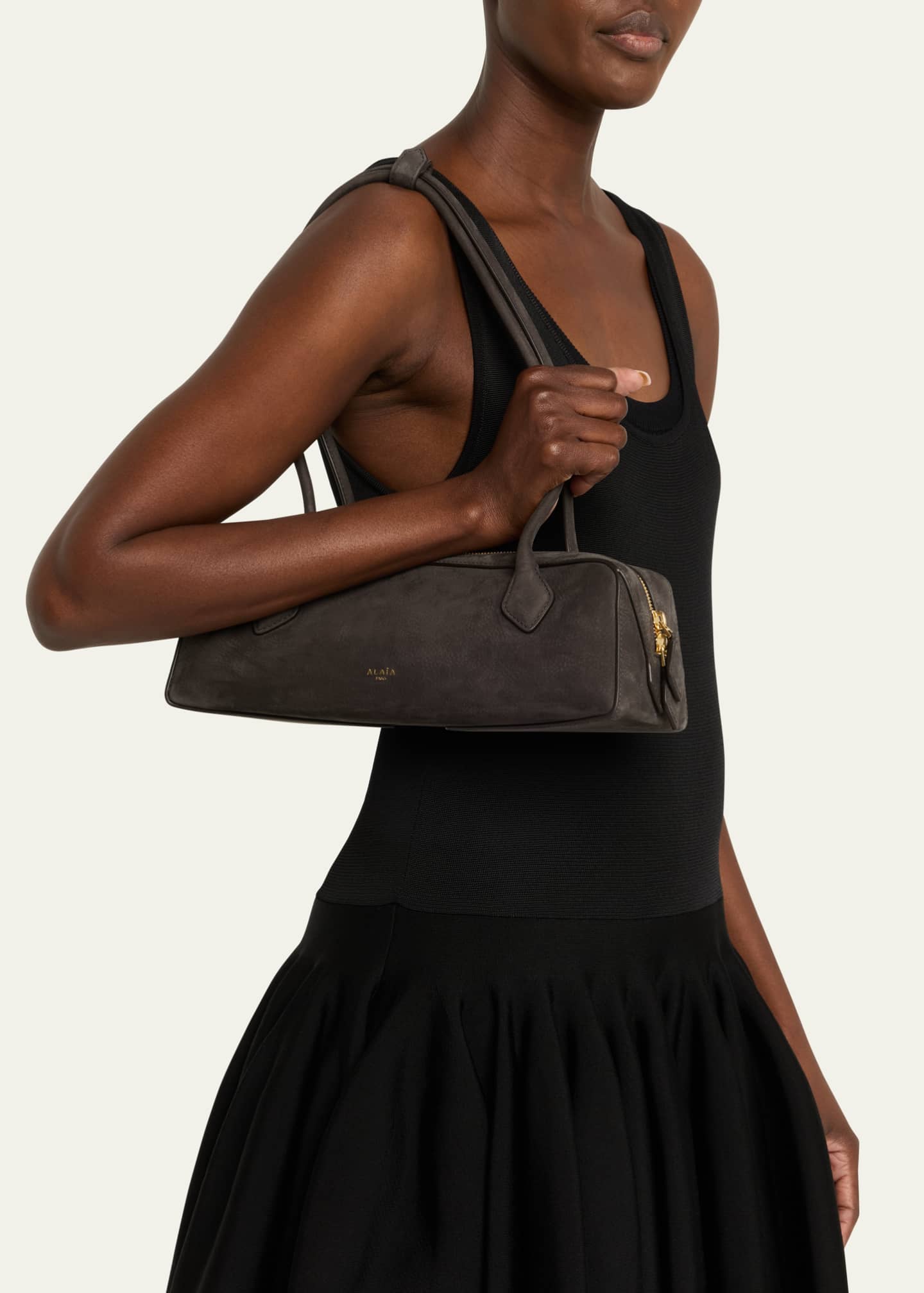 ALAIA Le Teckel Medium Suede Shoulder Bag - Bergdorf Goodman