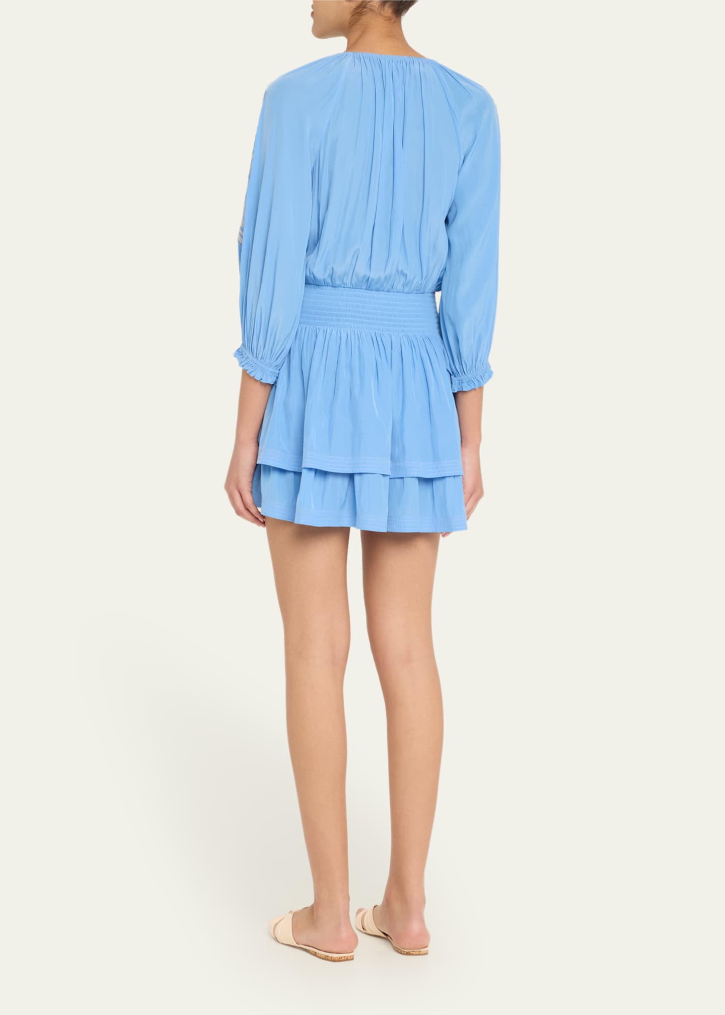 Ramy Brook Devorah Floral Embroidered Balloon-Sleeve Mini Dress ...