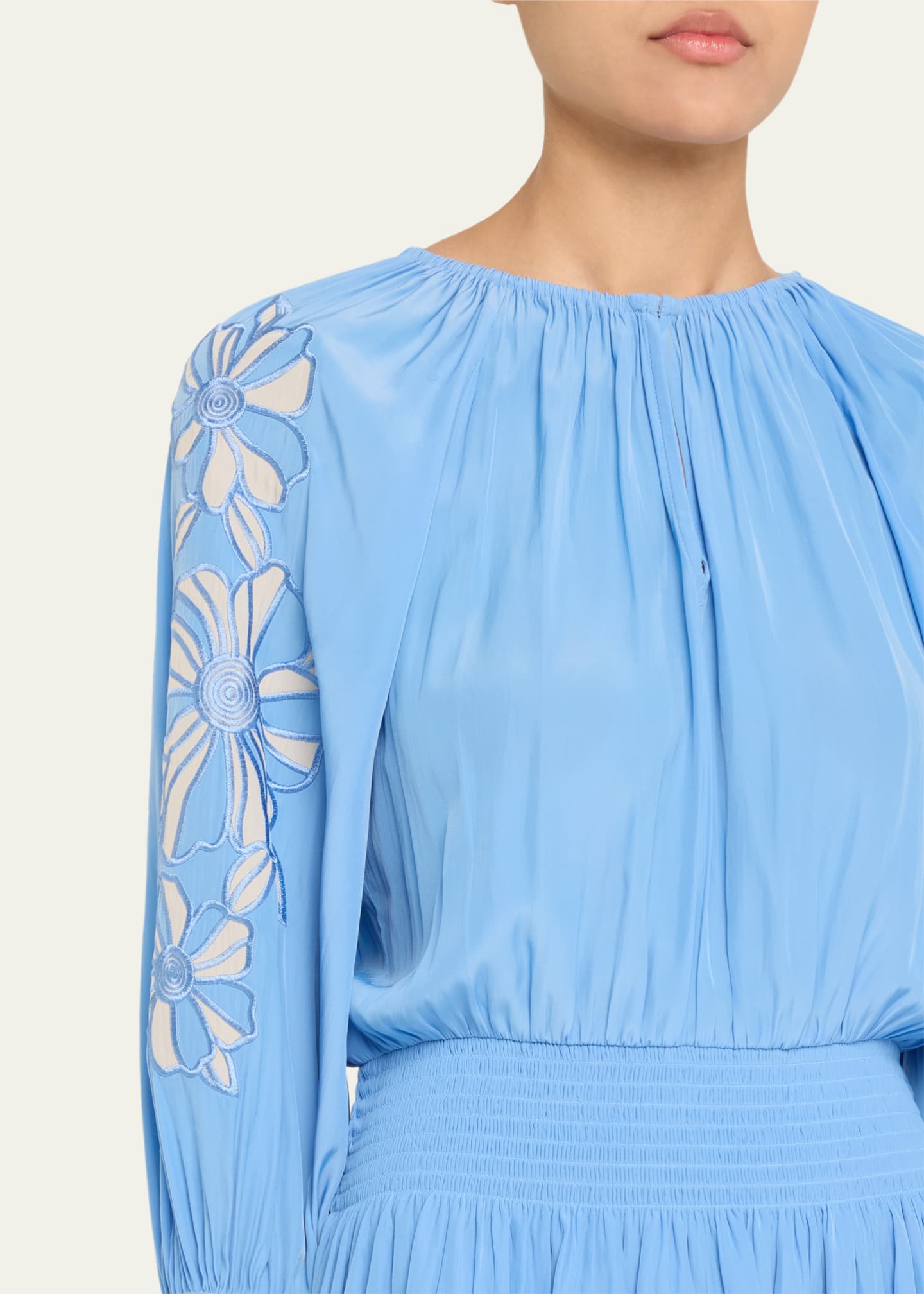 Ramy Brook Devorah Floral Embroidered Balloon-Sleeve Mini Dress ...