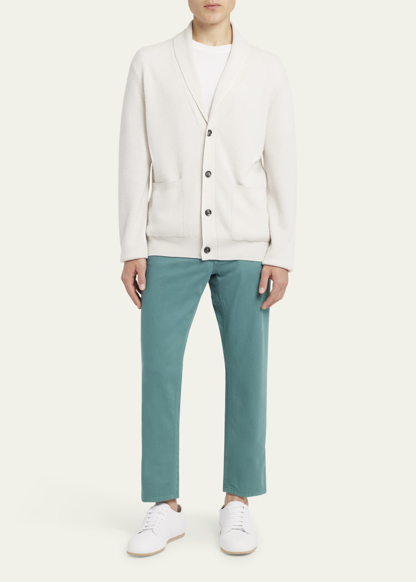 Brioni Men's Cashmere and Wool Ribbed Cardigan - Bergdorf Goodman